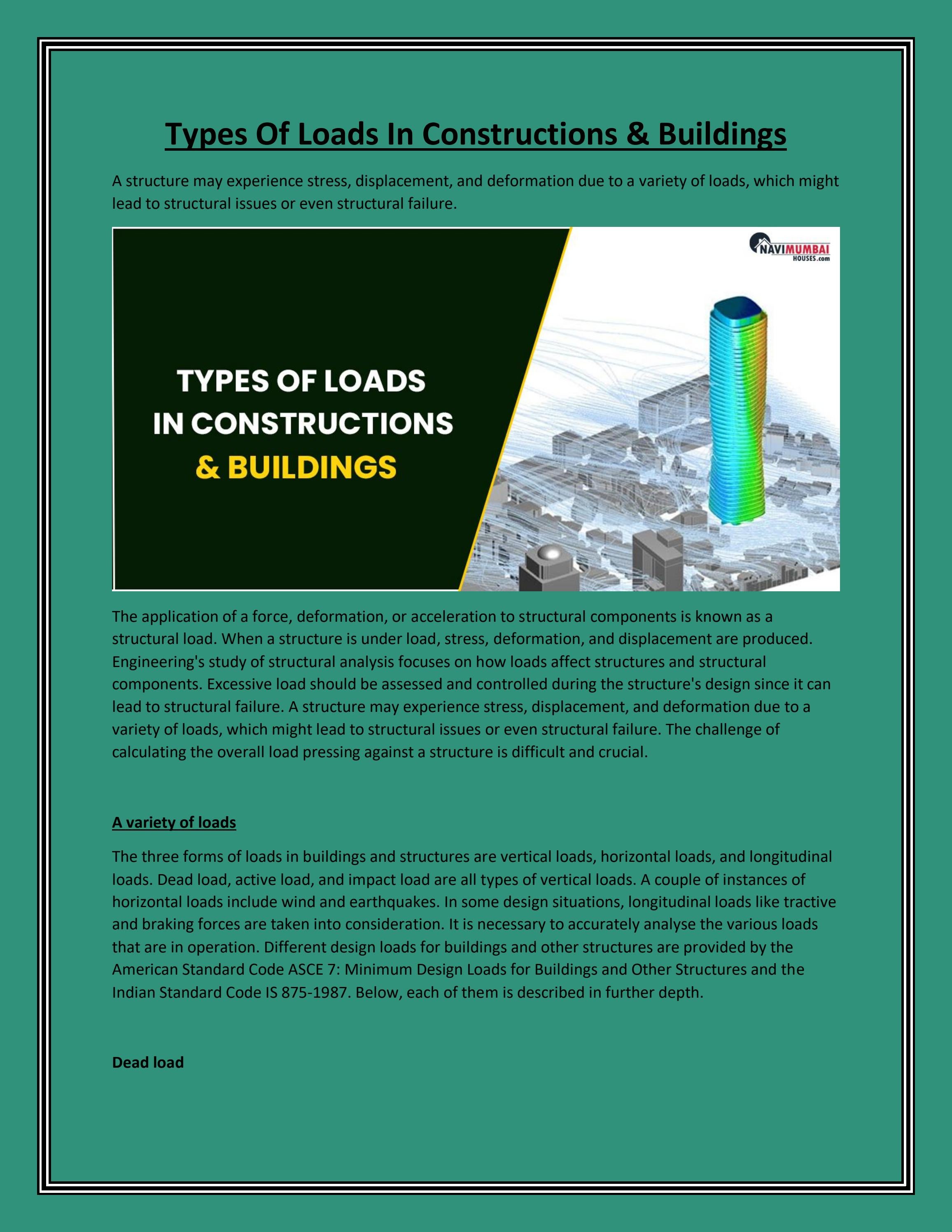 Types Of Loads In Construction at Mary Eklund blog