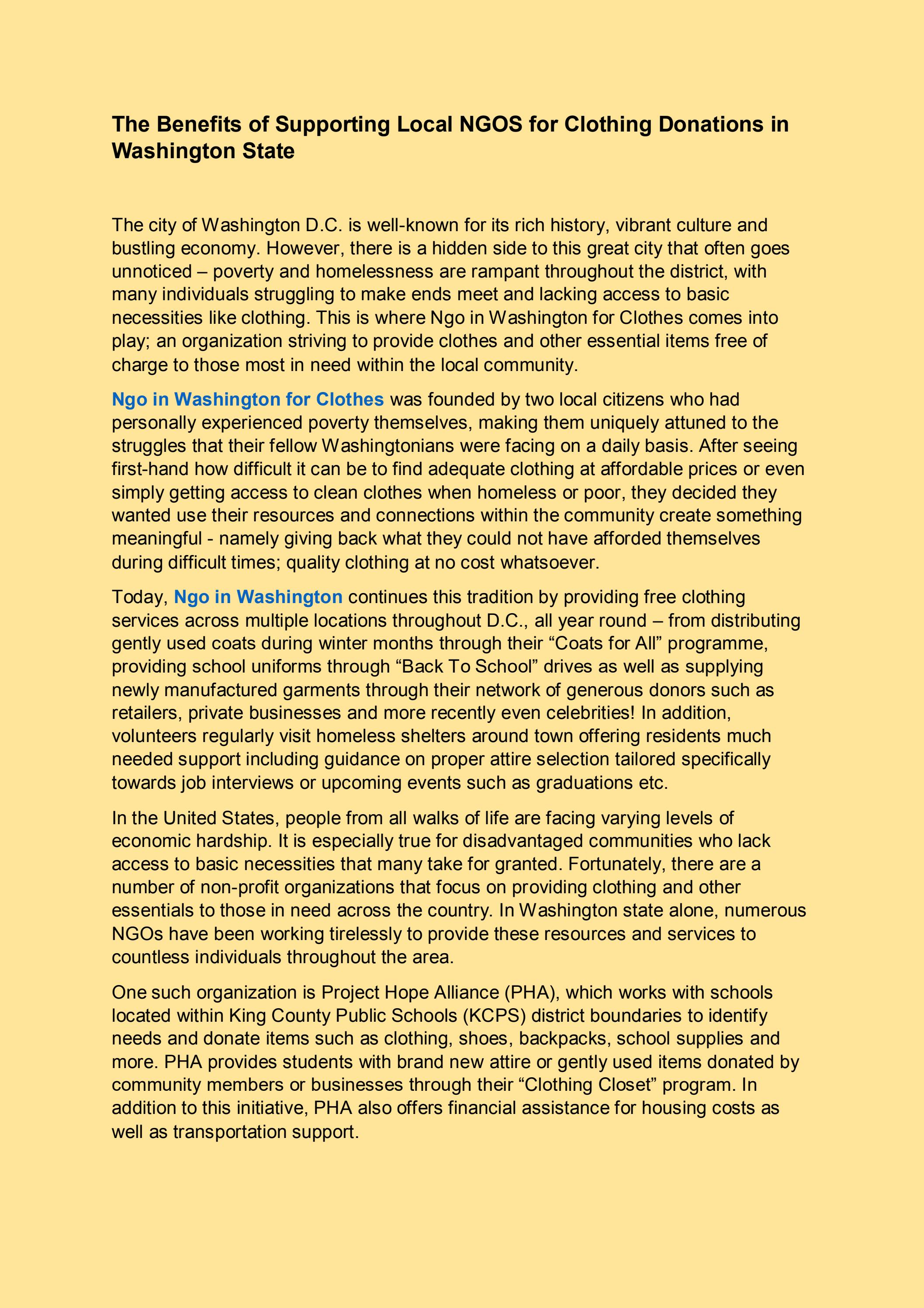 The Benefits of Supporting Local NGOS for Clothing Donations in ...