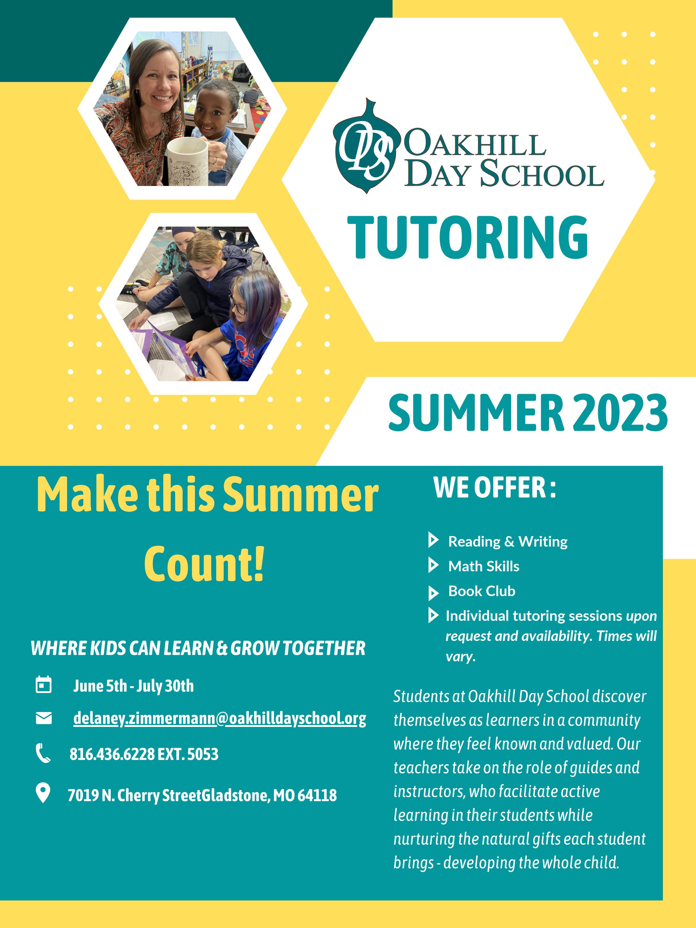 Summer Tutoring by Oakhill Day School - Issuu