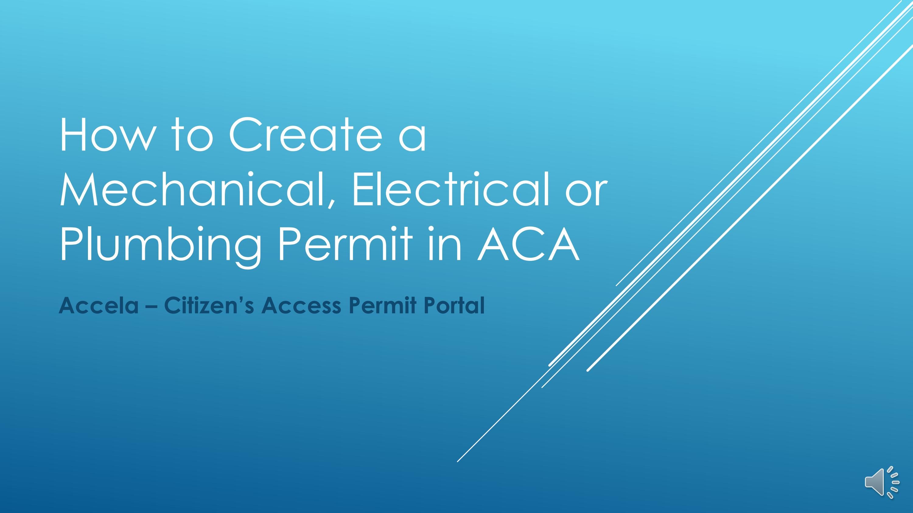 How to Create a Mechanical, Electrical or Plumbing Permit in ACA by ...