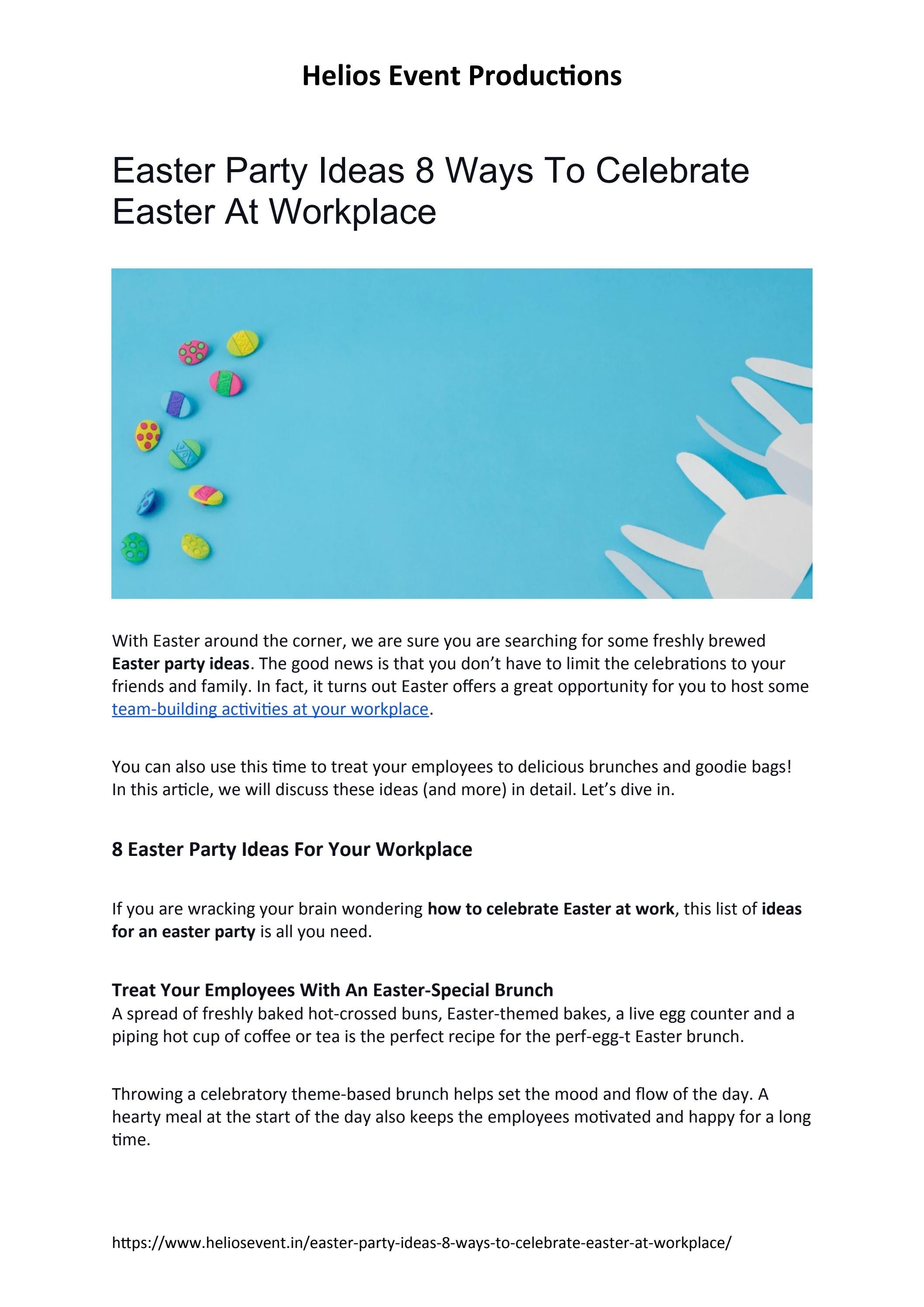 Easter Party Ideas: 8 Ways To Celebrate Easter At Workplace by ...