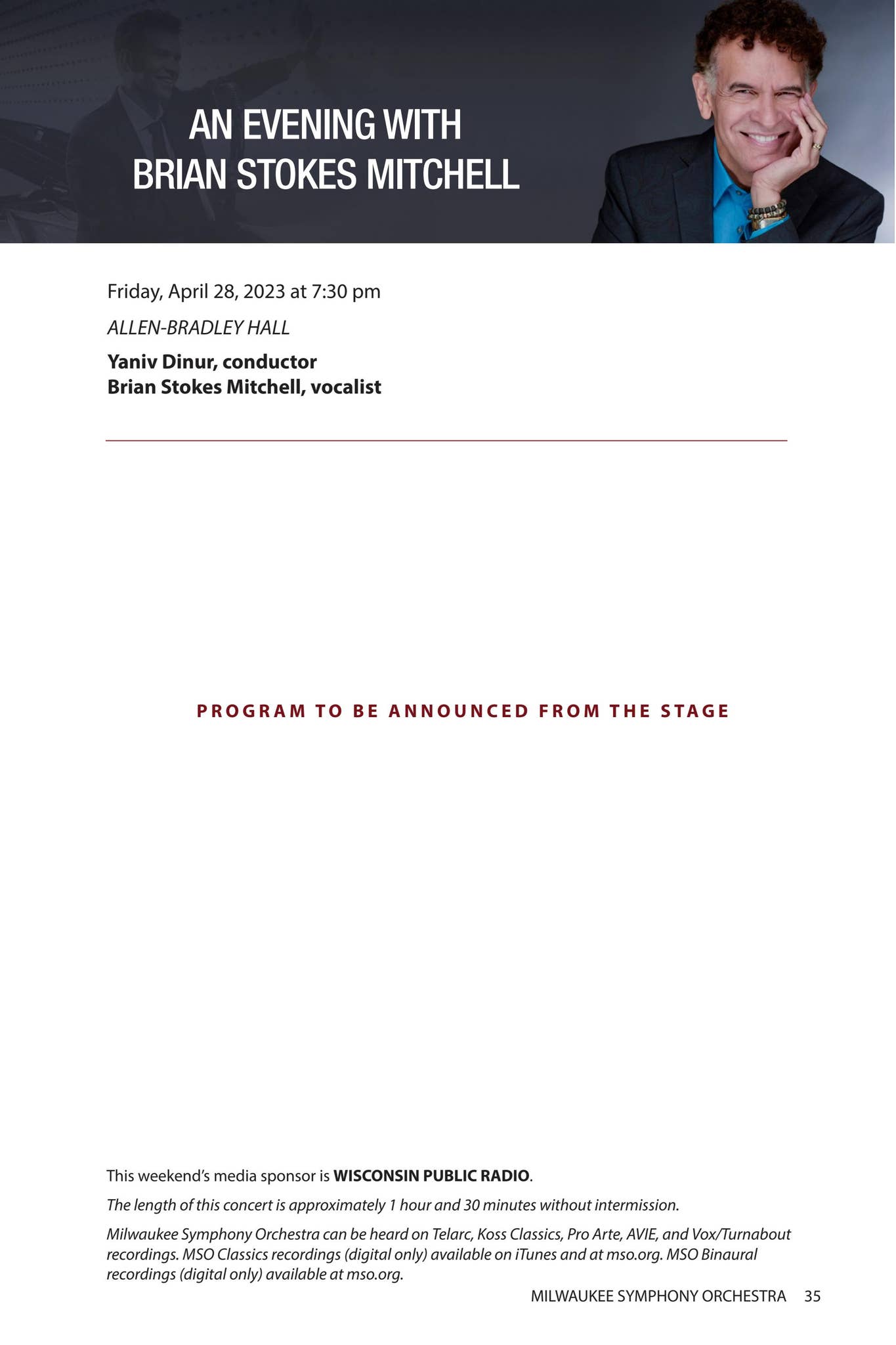 AN EVENING WITH BRIAN STOKES MITCHELL by Milwaukee Symphony Orchestra - Issuu
