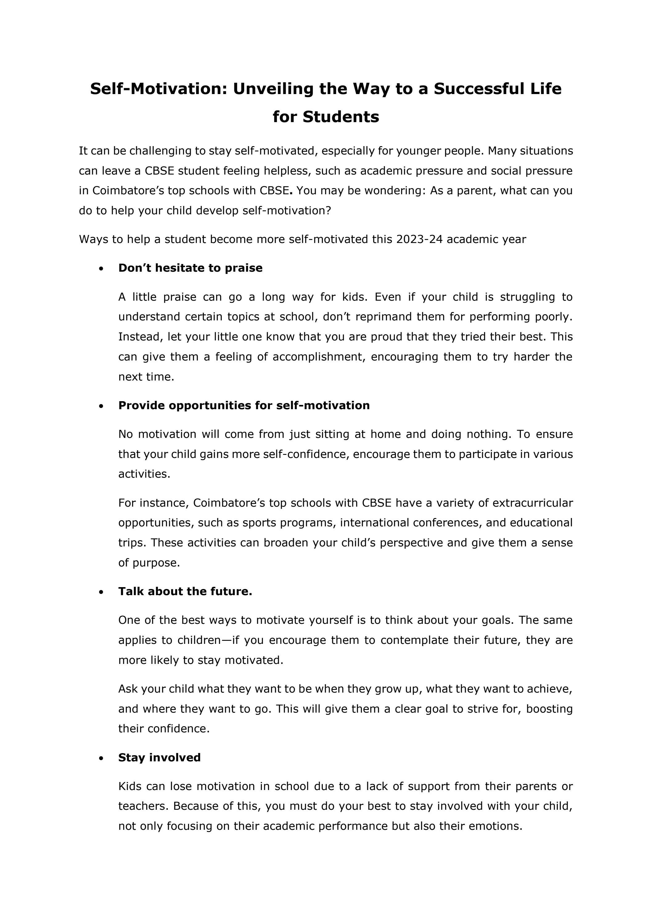 Self-Motivation: Unveiling the Way to a Successful Life for Students by ...