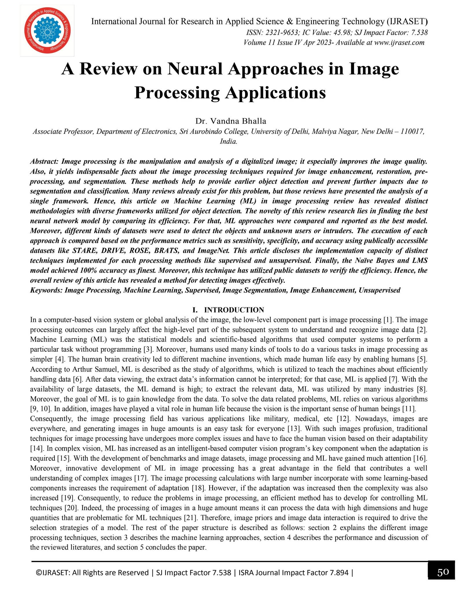 A Review on Neural Approaches in Image Processing Applications by ...