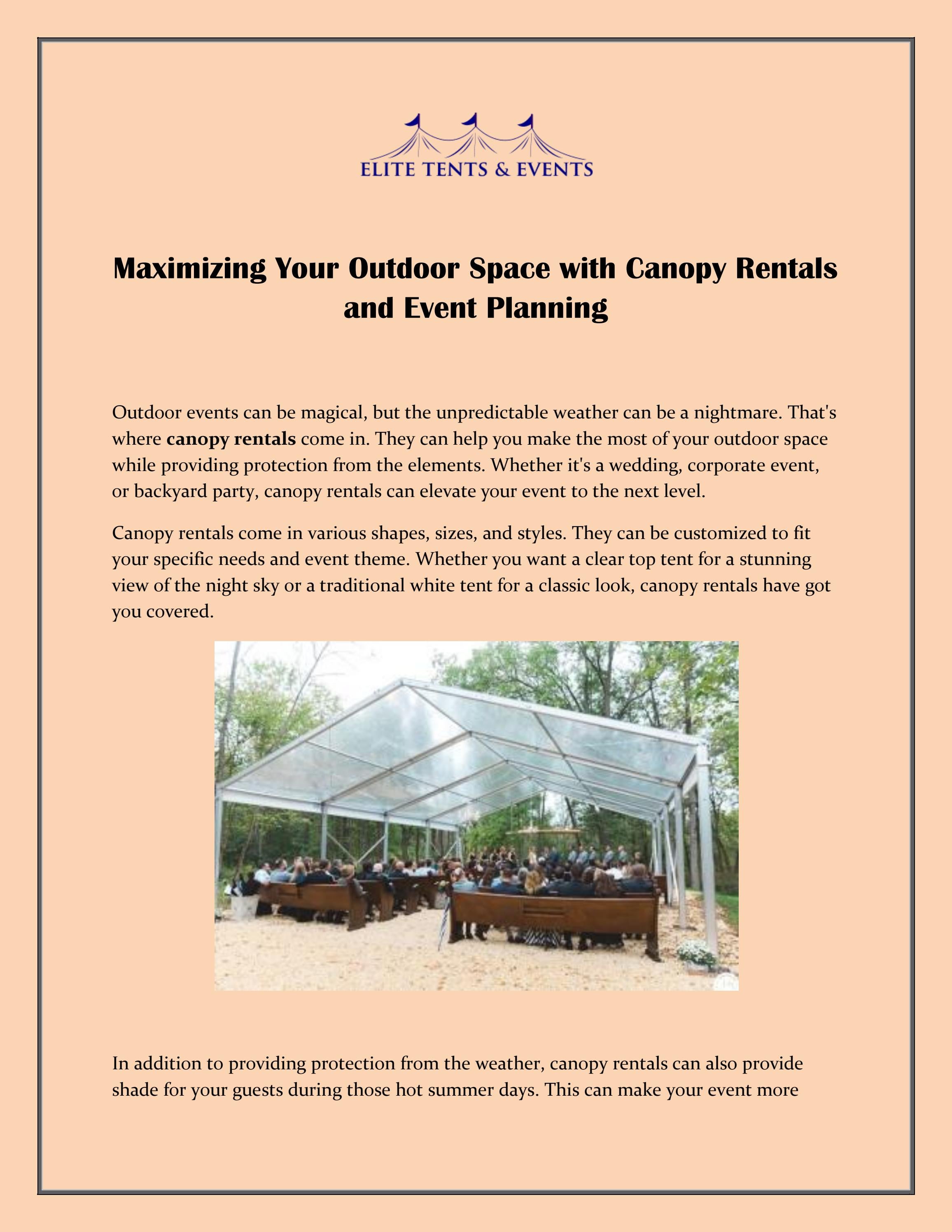 Maximizing Your Outdoor Space with Canopy Rentals and Event Planning by ...