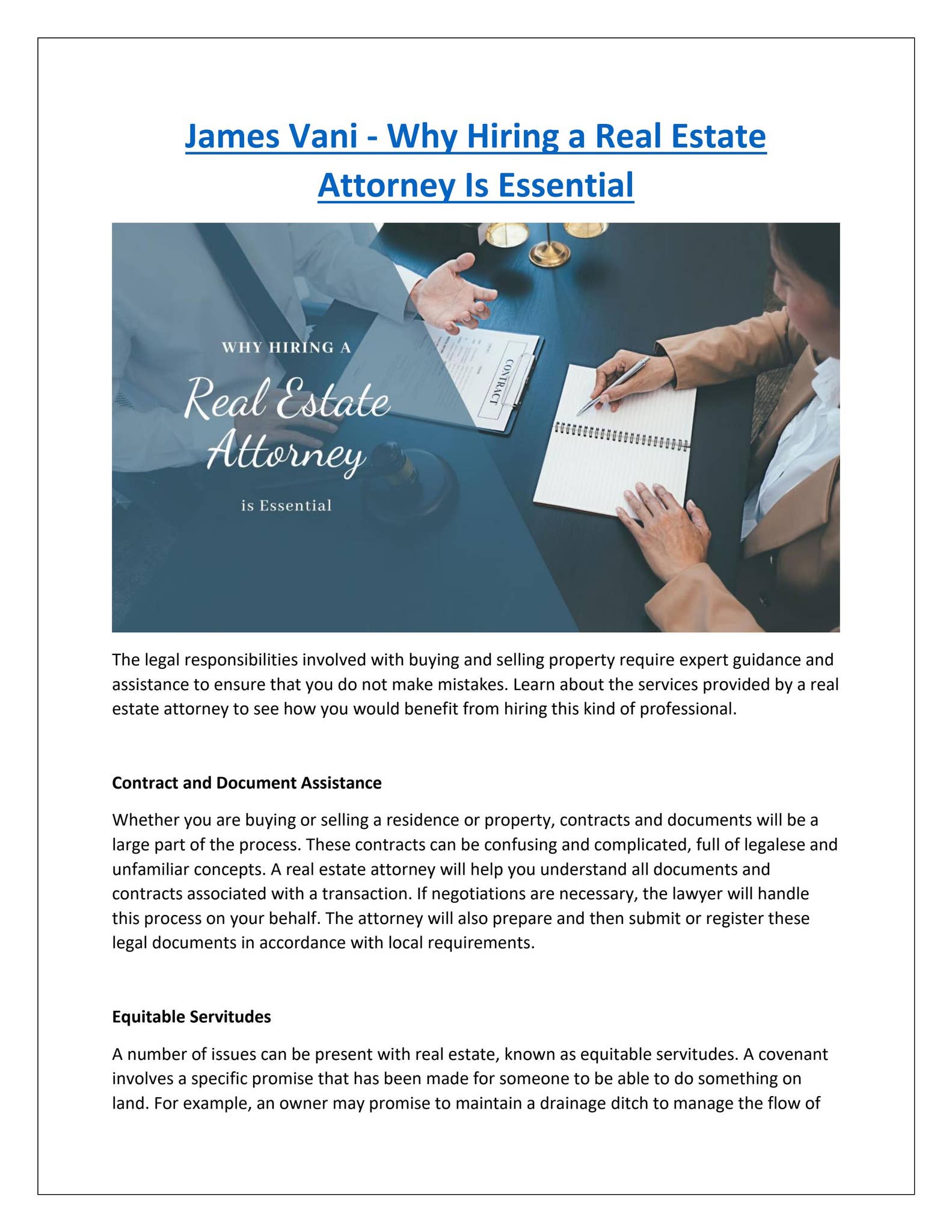 Jim Vani - Why Hiring a Real Estate Attorney Is Essential by James Vani ...