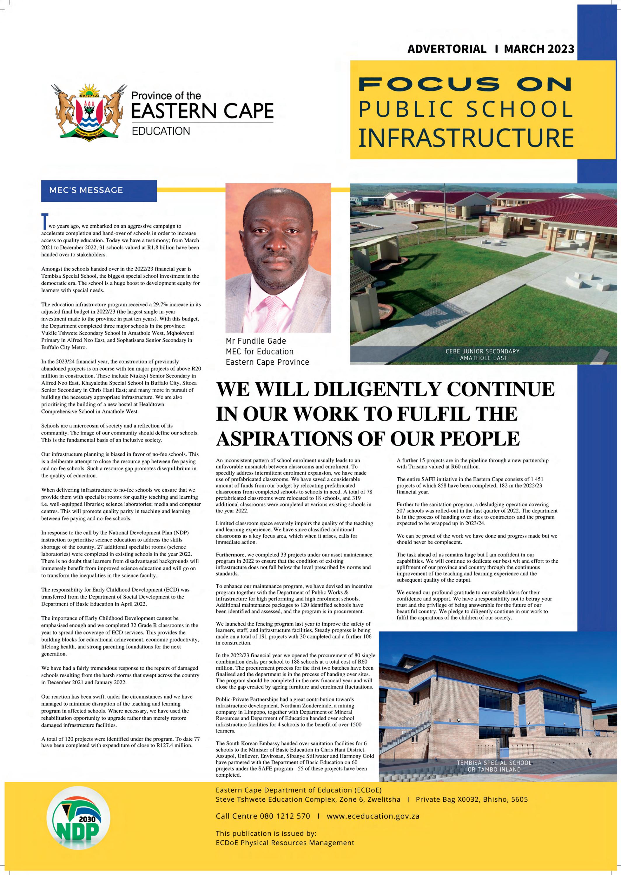 Eastern Cape’s infrastructure drive delivers 31 schools in two years by ...