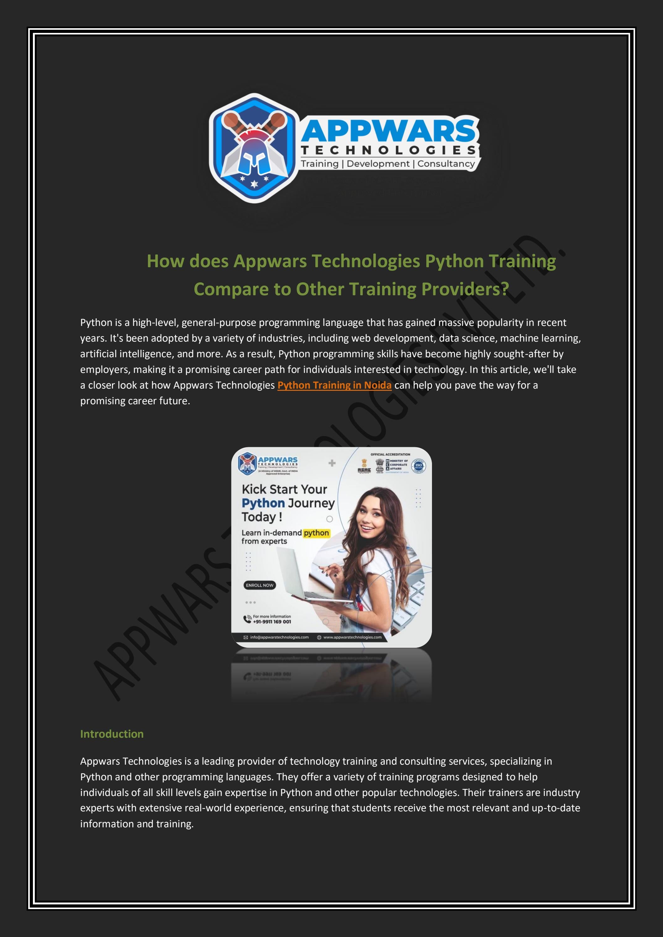 How does Appwars Technologies Python Training Compare to Other Training ... How does Appwars Technologies Python Training Compare to Other Training ...