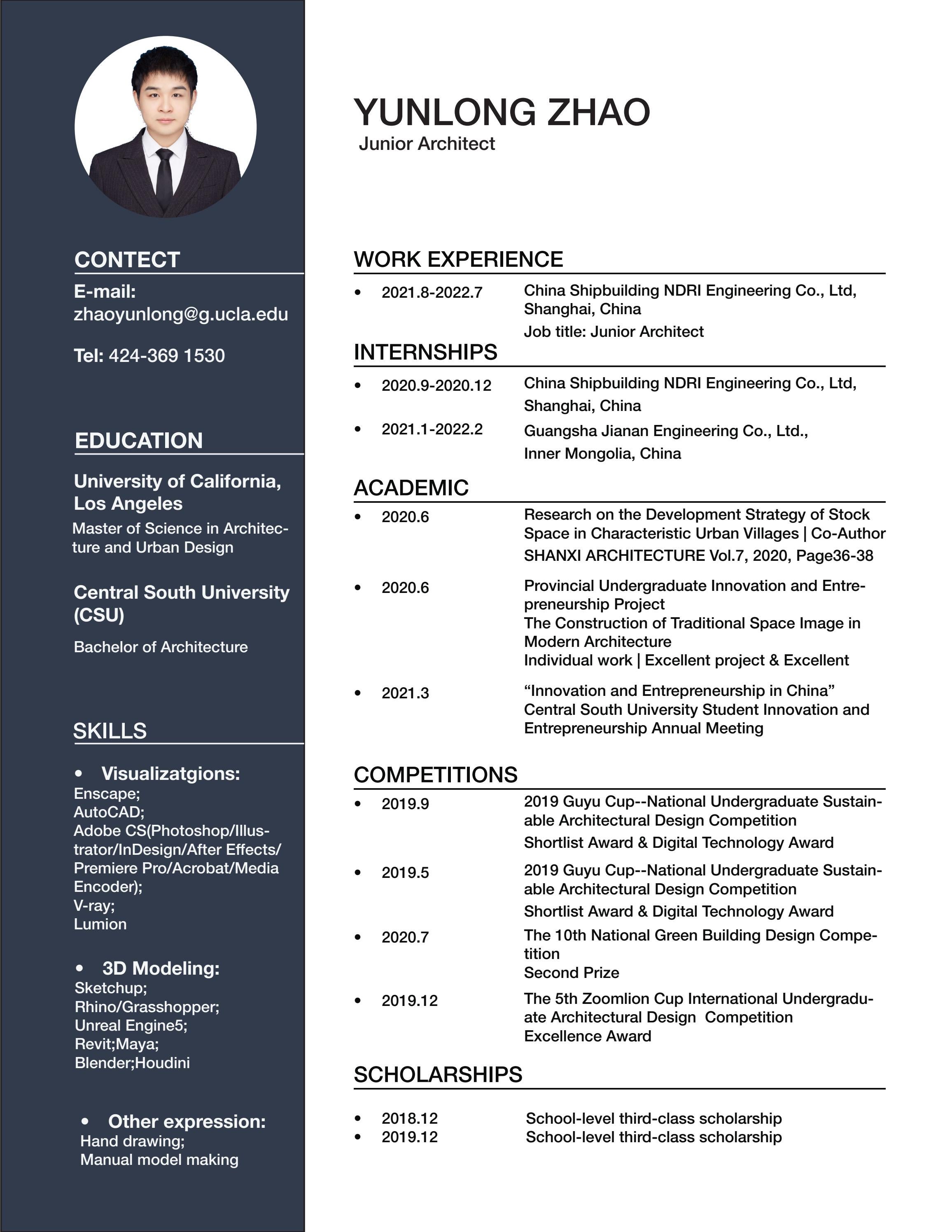 Resume_Yunlong Zhao by YUNLONG ZHAO - Issuu
