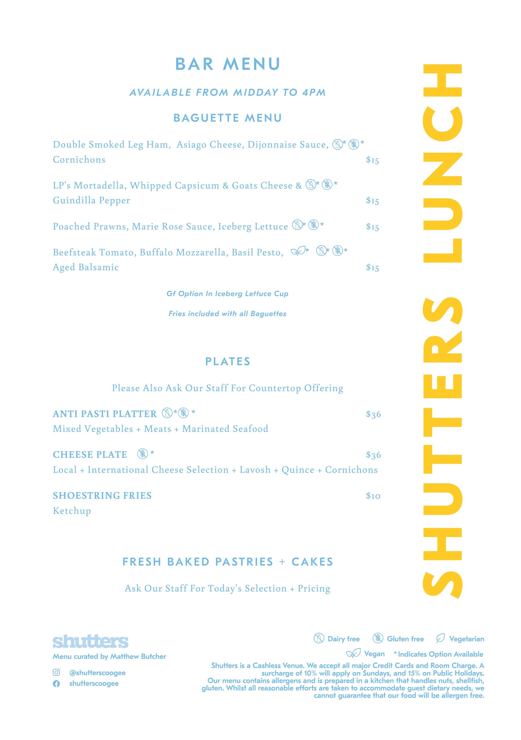 Shutters Bar Lunch Menu by cpcoogeebeach - Issuu