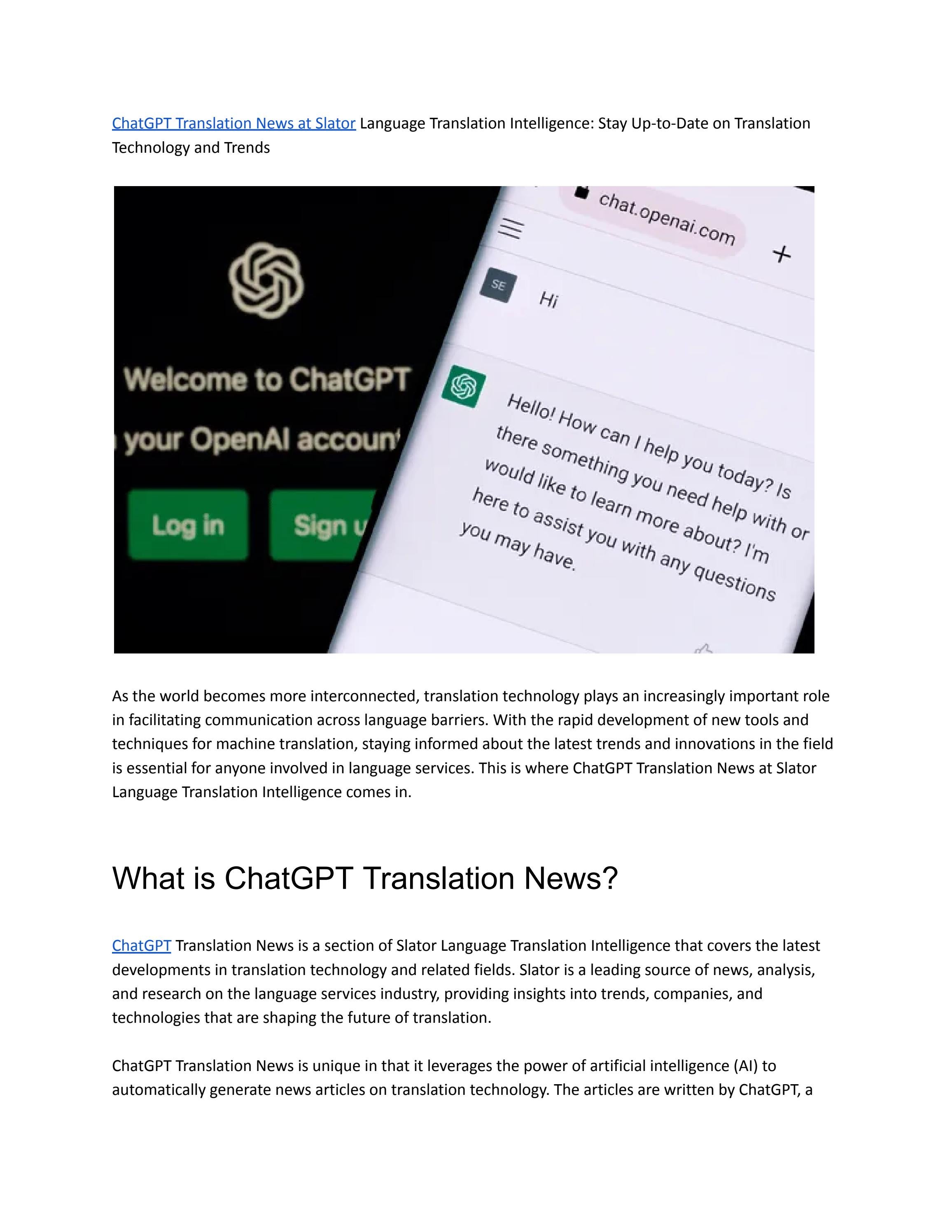 ChatGPT Translation News at Slator Language Translation Intelligence by Slator Language Industry ...