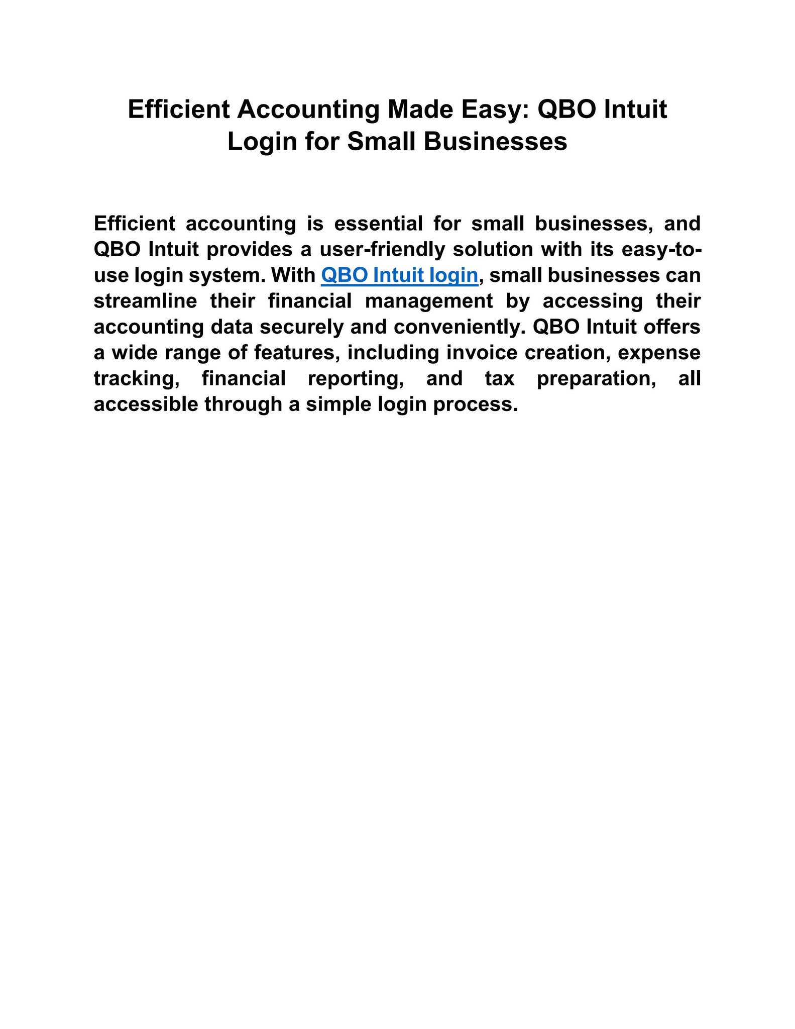 Efficient Accounting Made Easy: QBO Intuit Login for Small Businesses ...