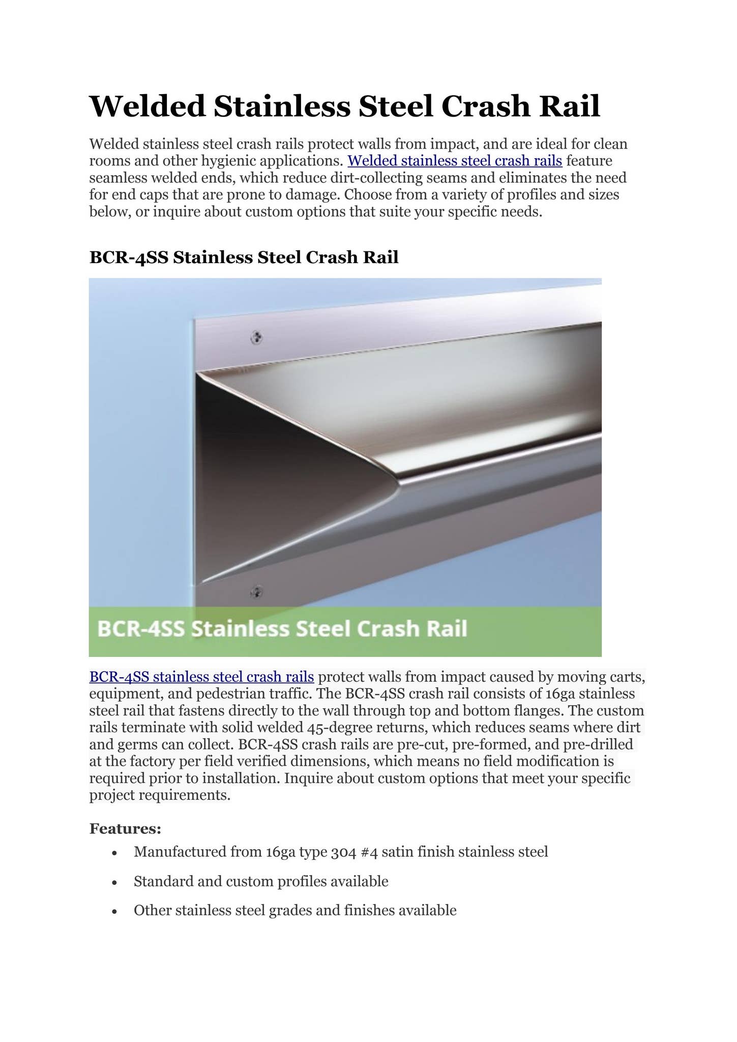 Welded Stainless Steel Crash Rail by Protek System - Issuu