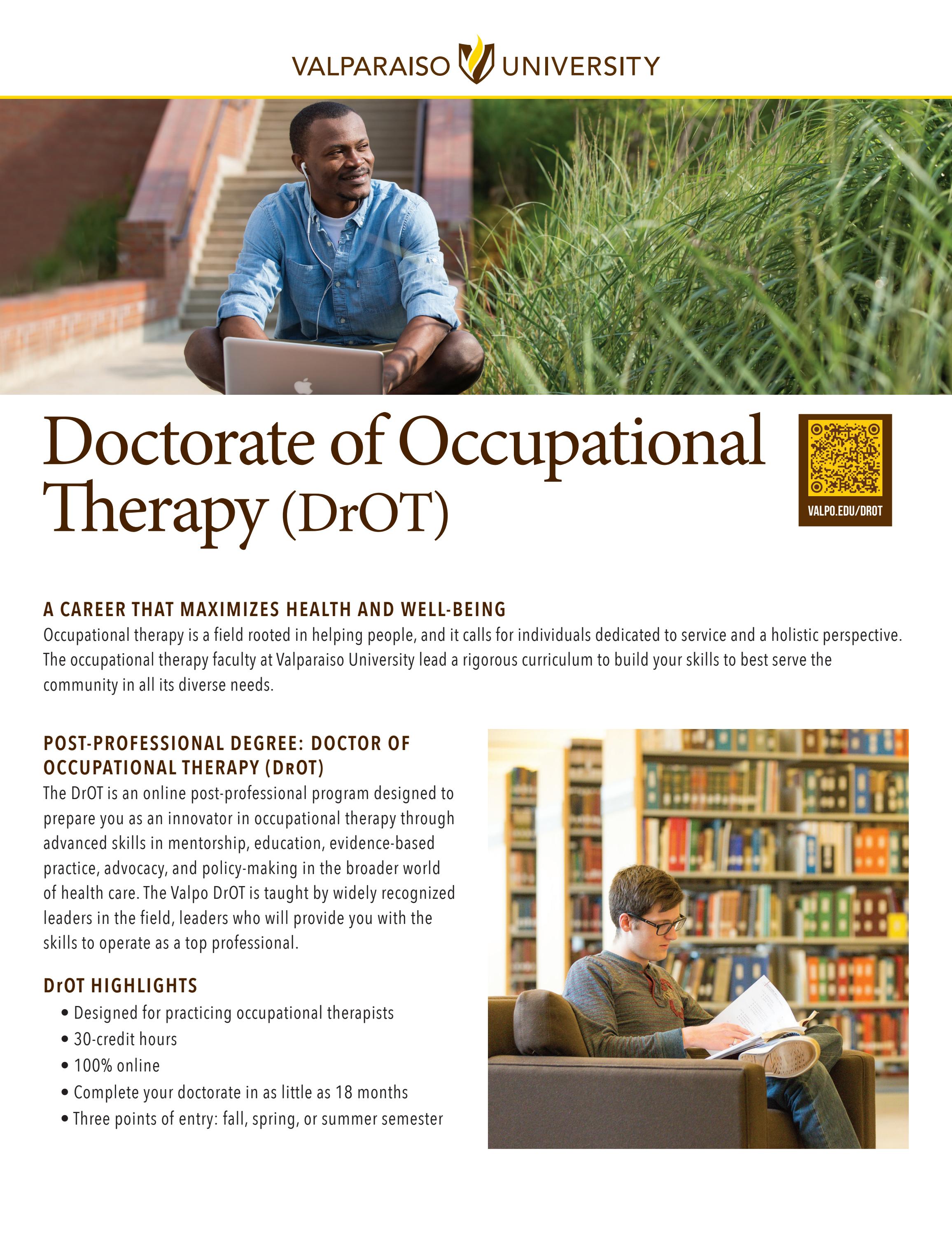 Doctorate of Occupational Therapy (DrOT) One-Sheet | Valparaiso ...