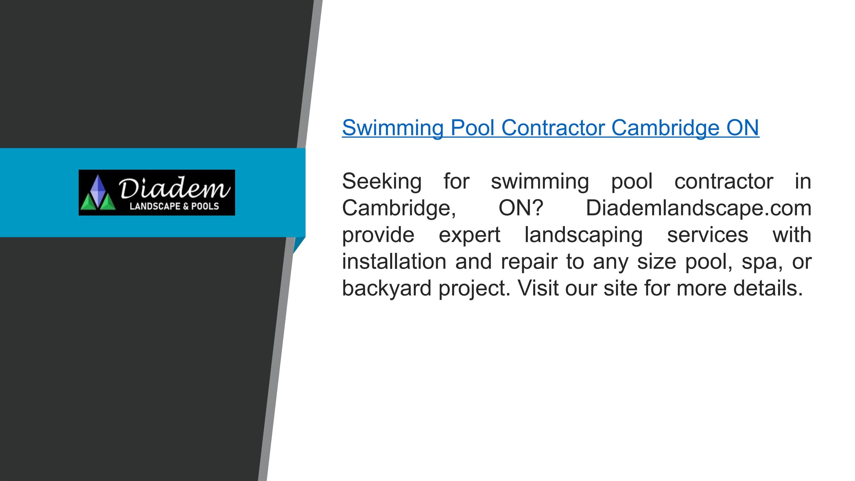 Swimming Pool Contractor Cambridge ON | Diademlandscape.com by Diadem ...