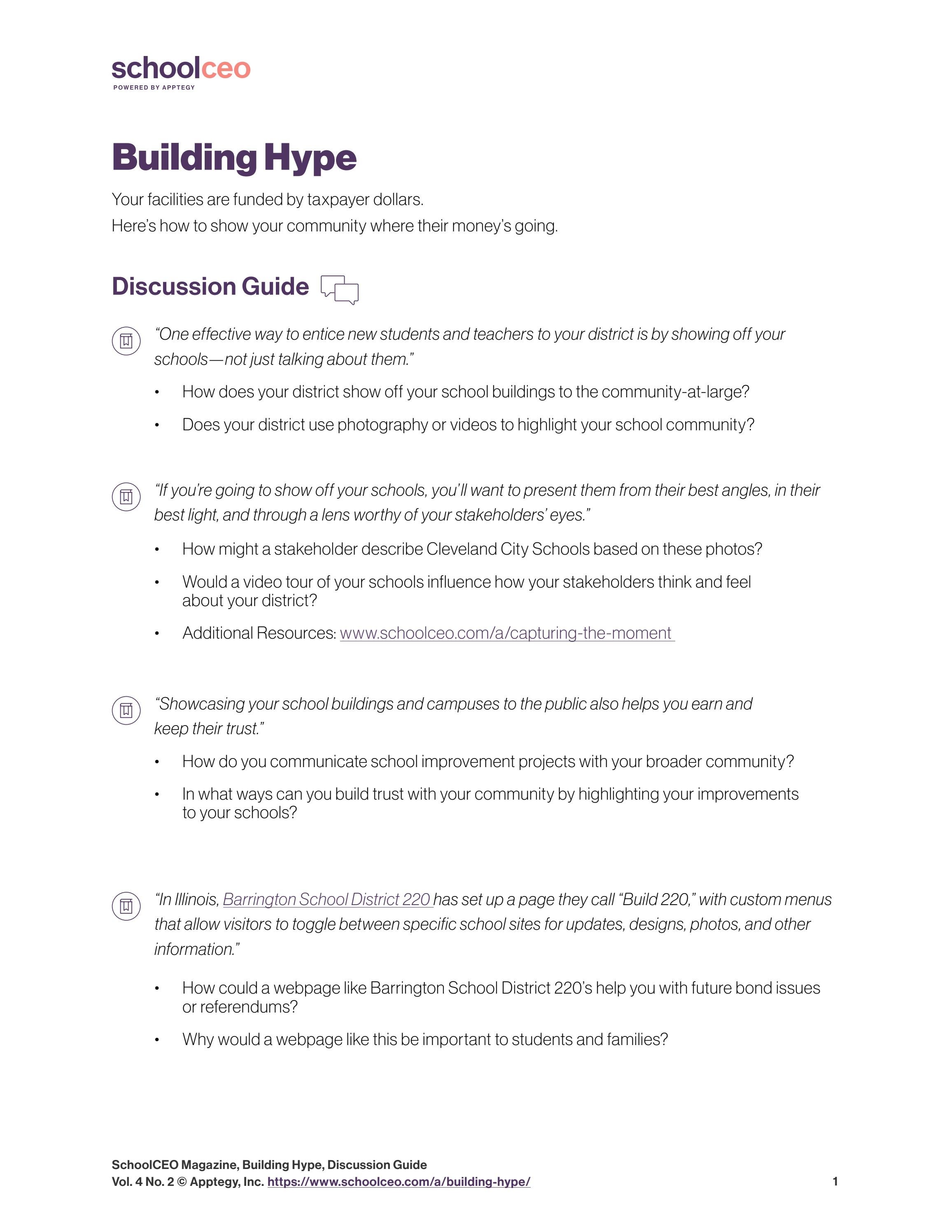 Building Hype—Discussion Guide by SchoolCEO - Issuu