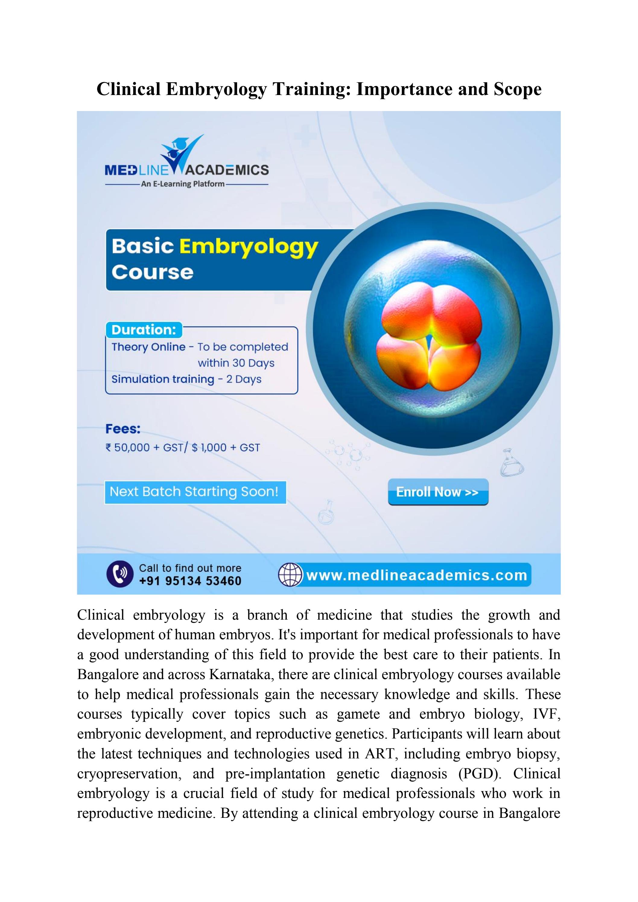 Clinical Embryology Training: Importance and Scope by Medline Academics ...