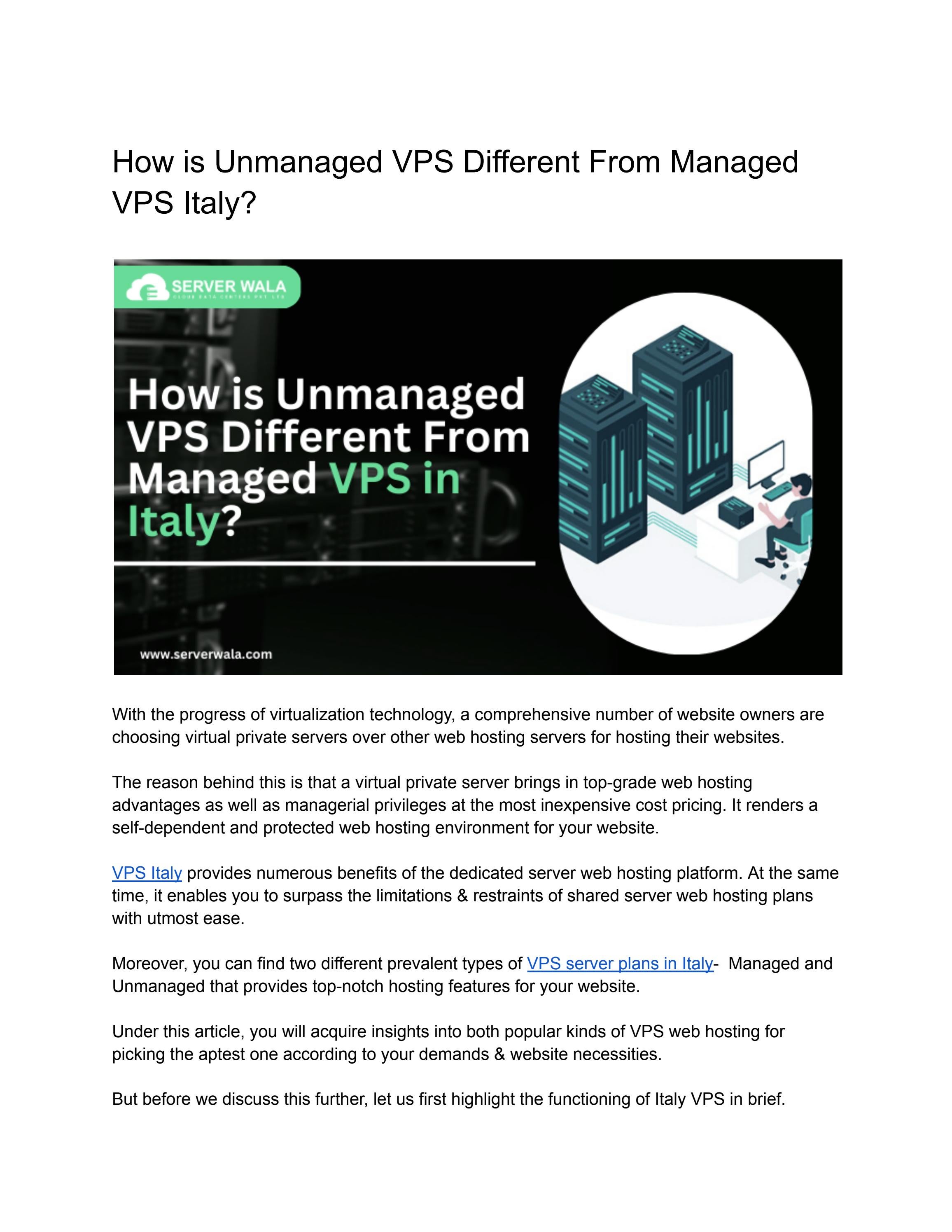 How is Unmanaged VPS Different From Managed VPS Italy? by eva sharma ...