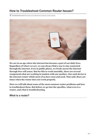 How to Troubleshoot Common Router Issue? by First Aid Nepal - Issuu