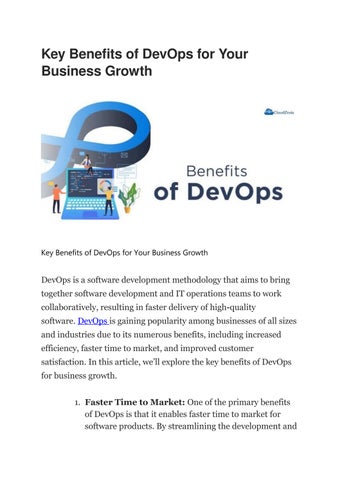 Key Benefits of DevOps for Your Business Growth by cloudzenix - Issuu
