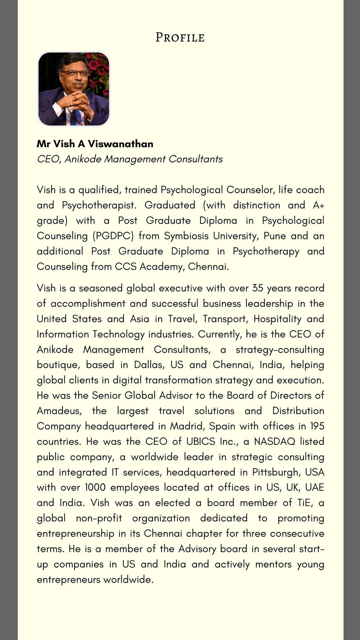 Vish A Viswanathan profile by Madras Management Association - Issuu