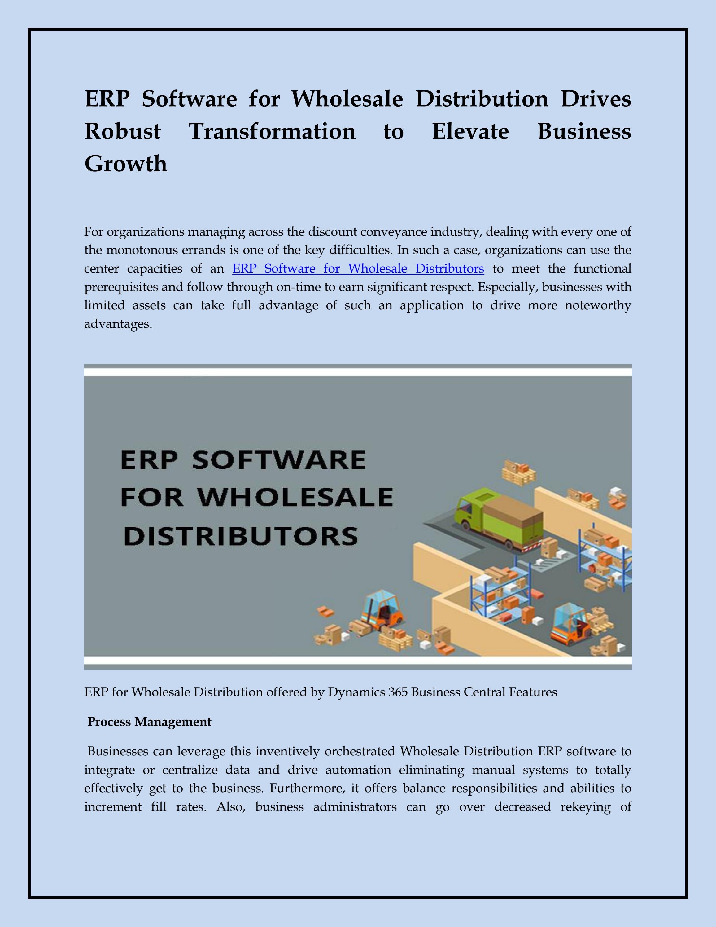 Erp Software For Wholesale Distribution Drives Robust Transformation To