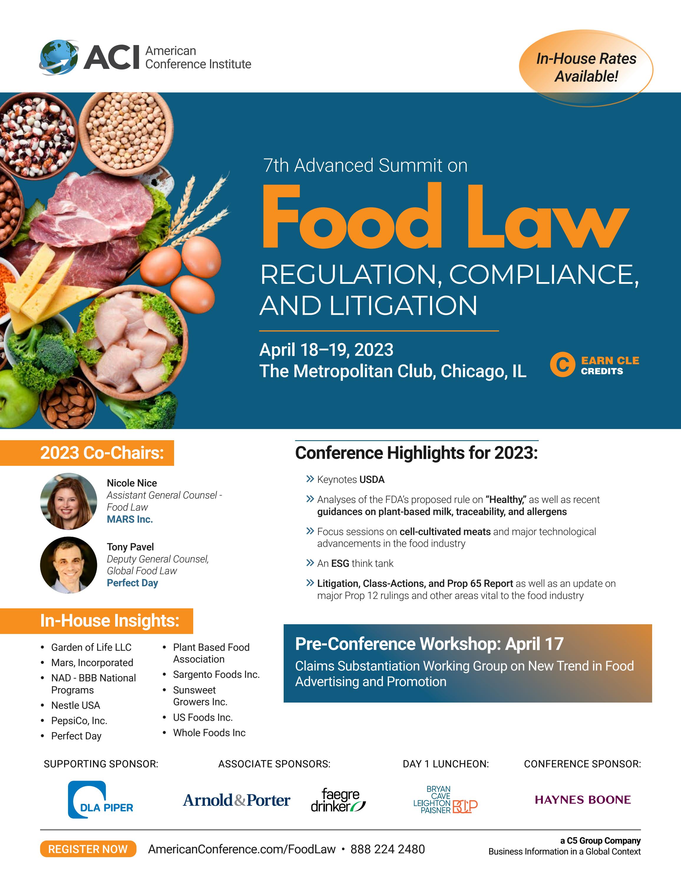 7th Advanced Summit on Food Law Regulation, Compliance, and Litigation ...