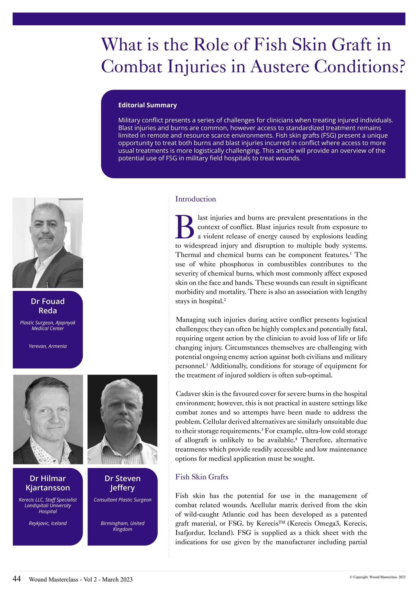 What is the Role of Fish Skin Graft in Combat Injuries in Austere ...