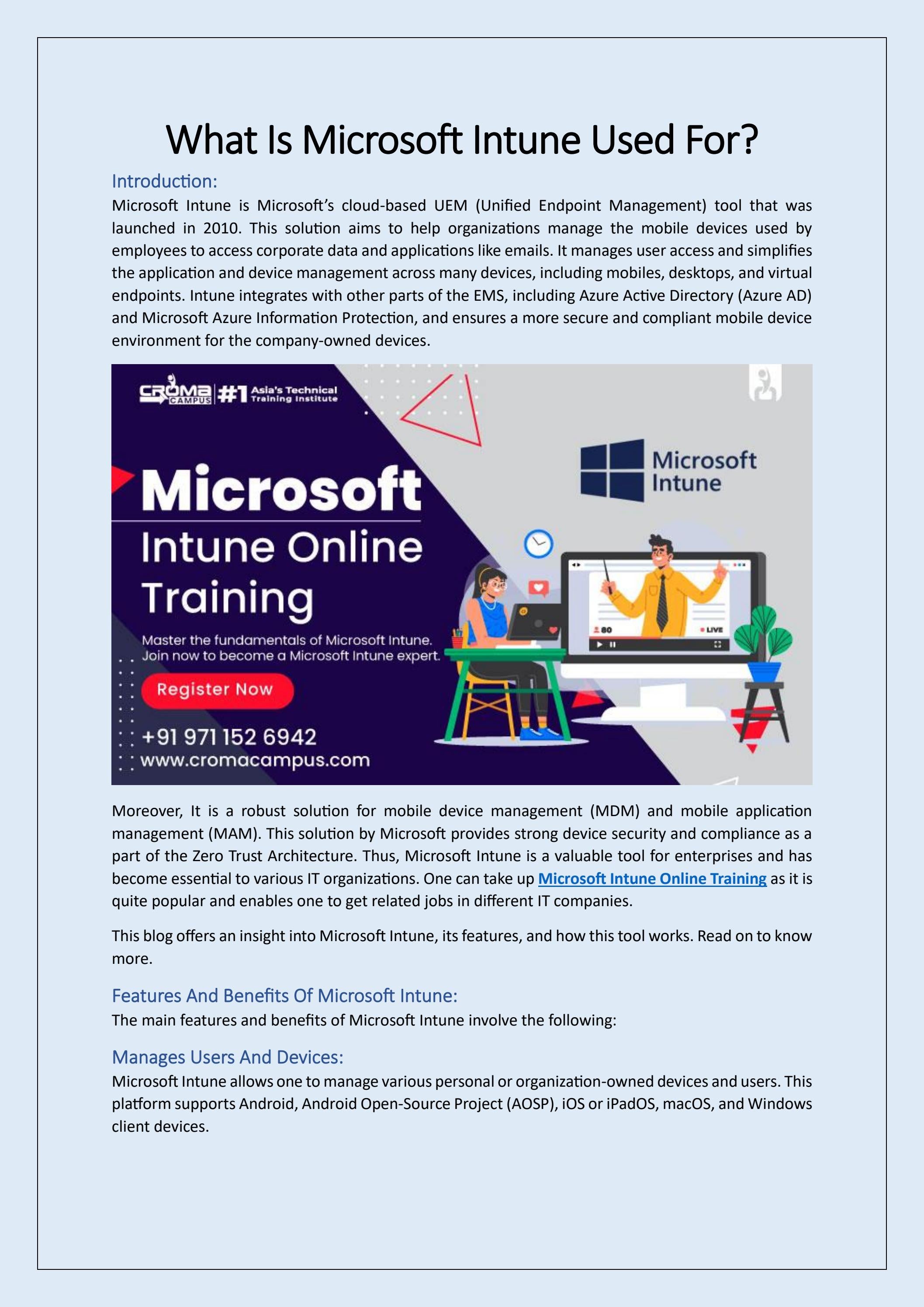 What Is Microsoft Intune Used For? by cromacampuseducation - Issuu