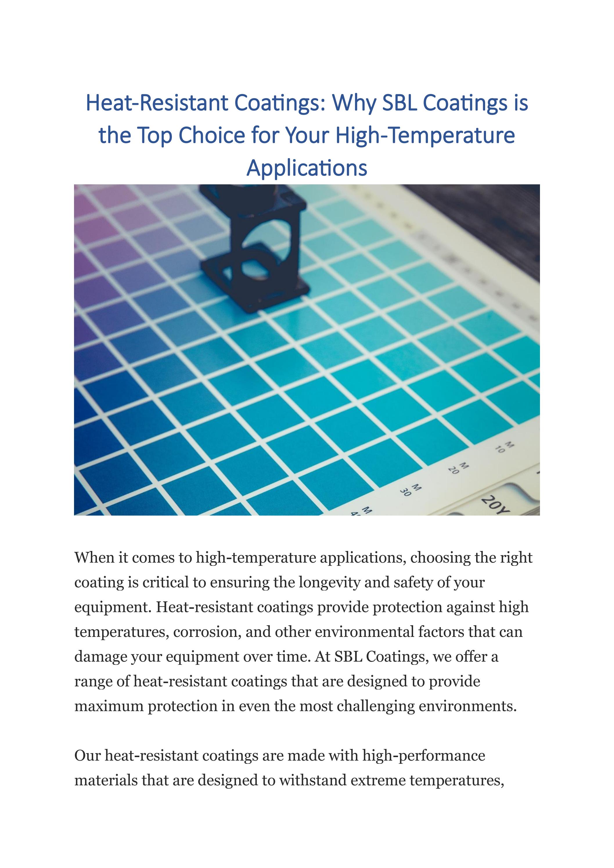 Heat-Resistant Coatings: Why SBL Coatings is the Top Choice for Your ...