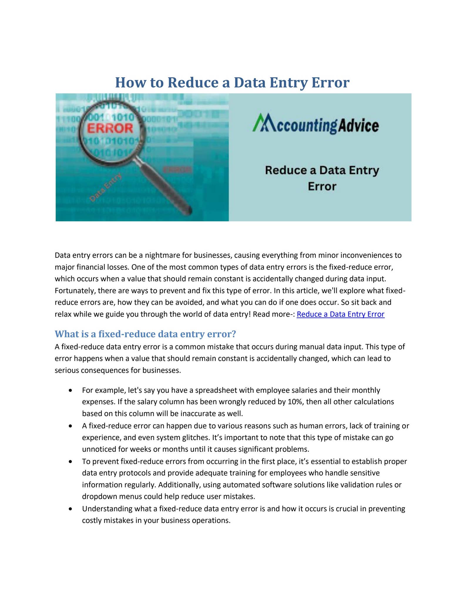 Fixed- Reduce a Data Entry Error by accounting advice - Issuu