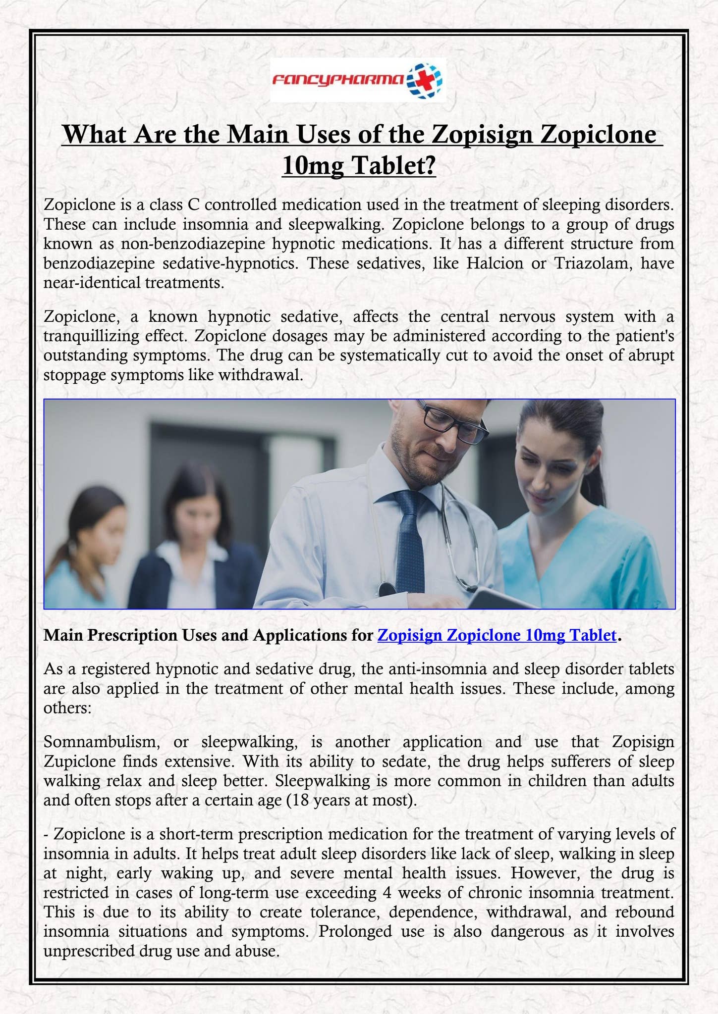 What Are the Main Uses of the Zopisign Zopiclone 10mg Tablet? by ...