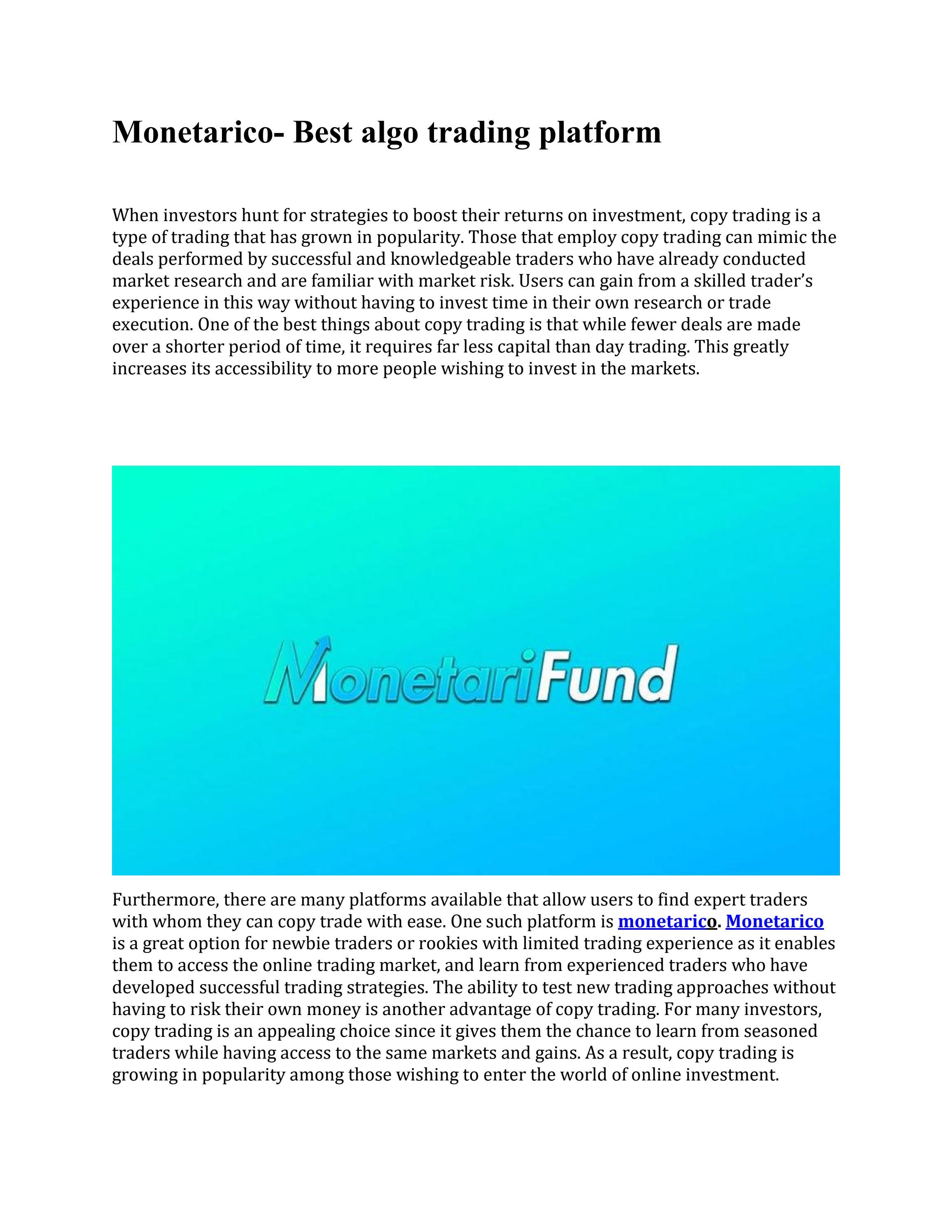 Monetarico- Best algo trading platform by MONETARIFUND | MONETARICO - Issuu Monetarico- Best algo trading platform by MONETARIFUND | MONETARICO - Issuu