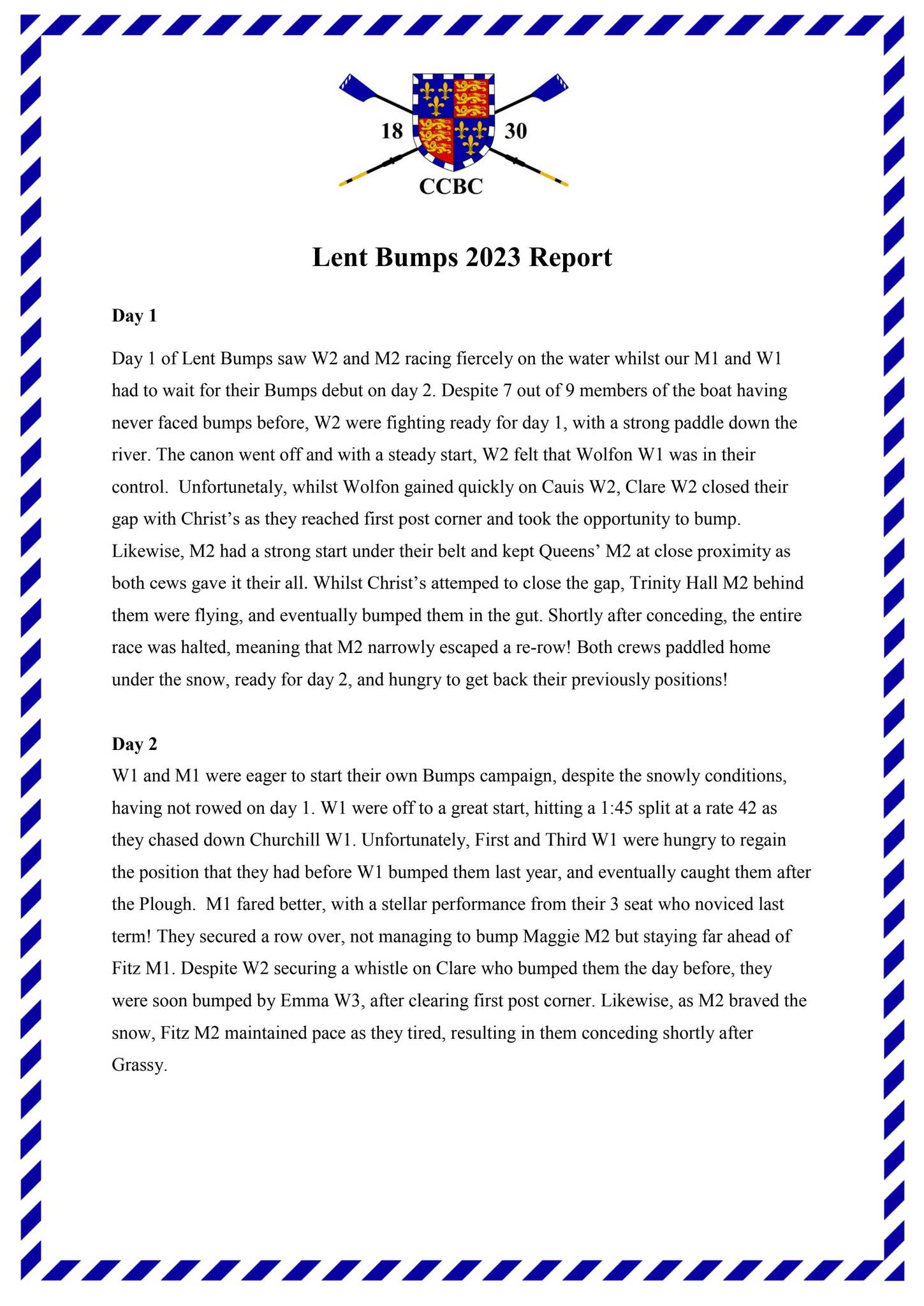 Lent Bumps Report 2023 by Christ's College - Issuu