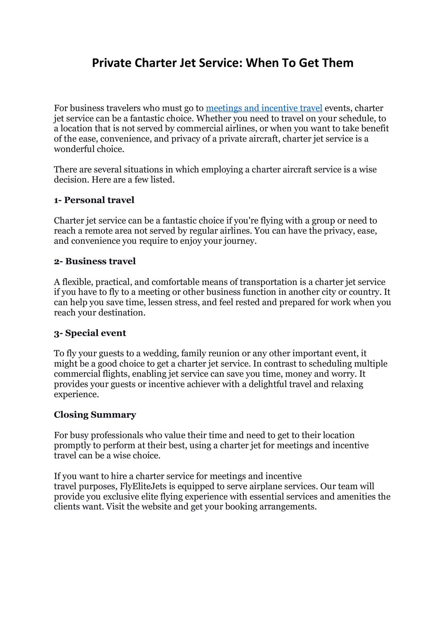 Private Charter Jet Service: When To Get Them by James Fly - Issuu