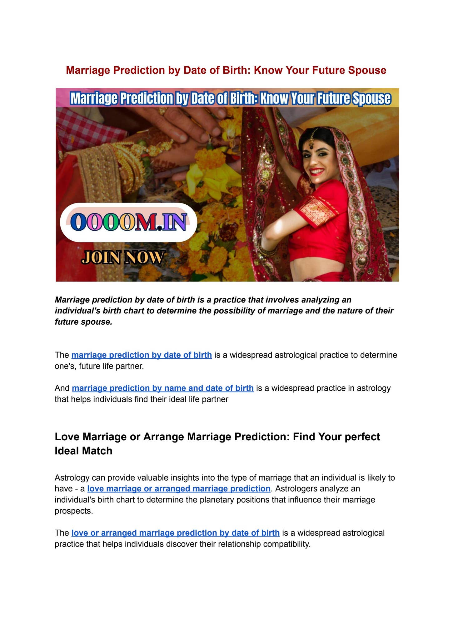 Marriage Prediction by Date of Birth: Know Your Future Spouse by ...