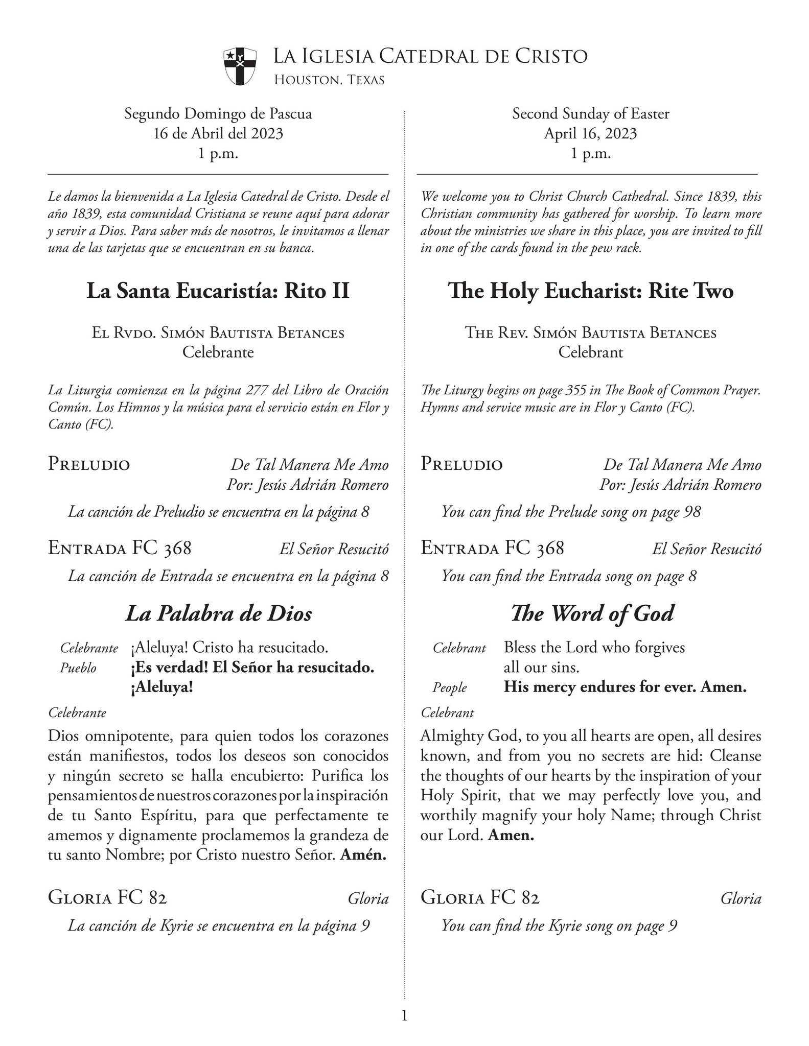 1 pm Spanish leaflet 4/16/23 by Christ Church Cathedral - Issuu