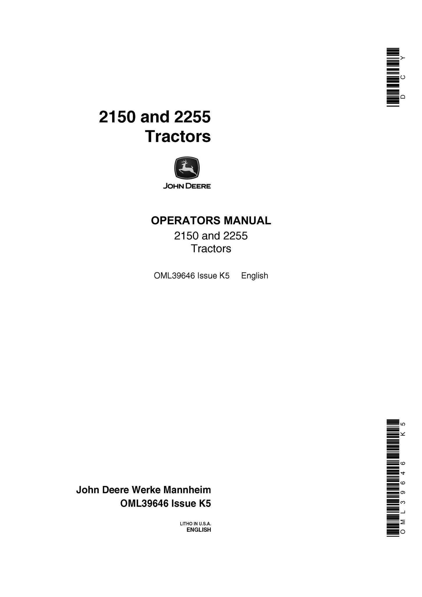 John Deere 2255 Tractors Operator’s Manual Instant Download ...