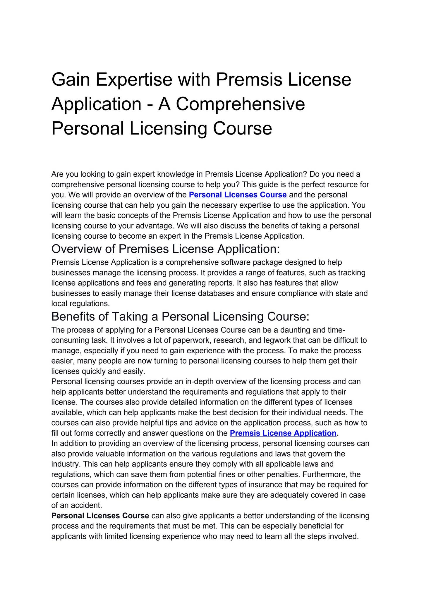 Gain Expertise with Premsis License Application - A Comprehensive ...