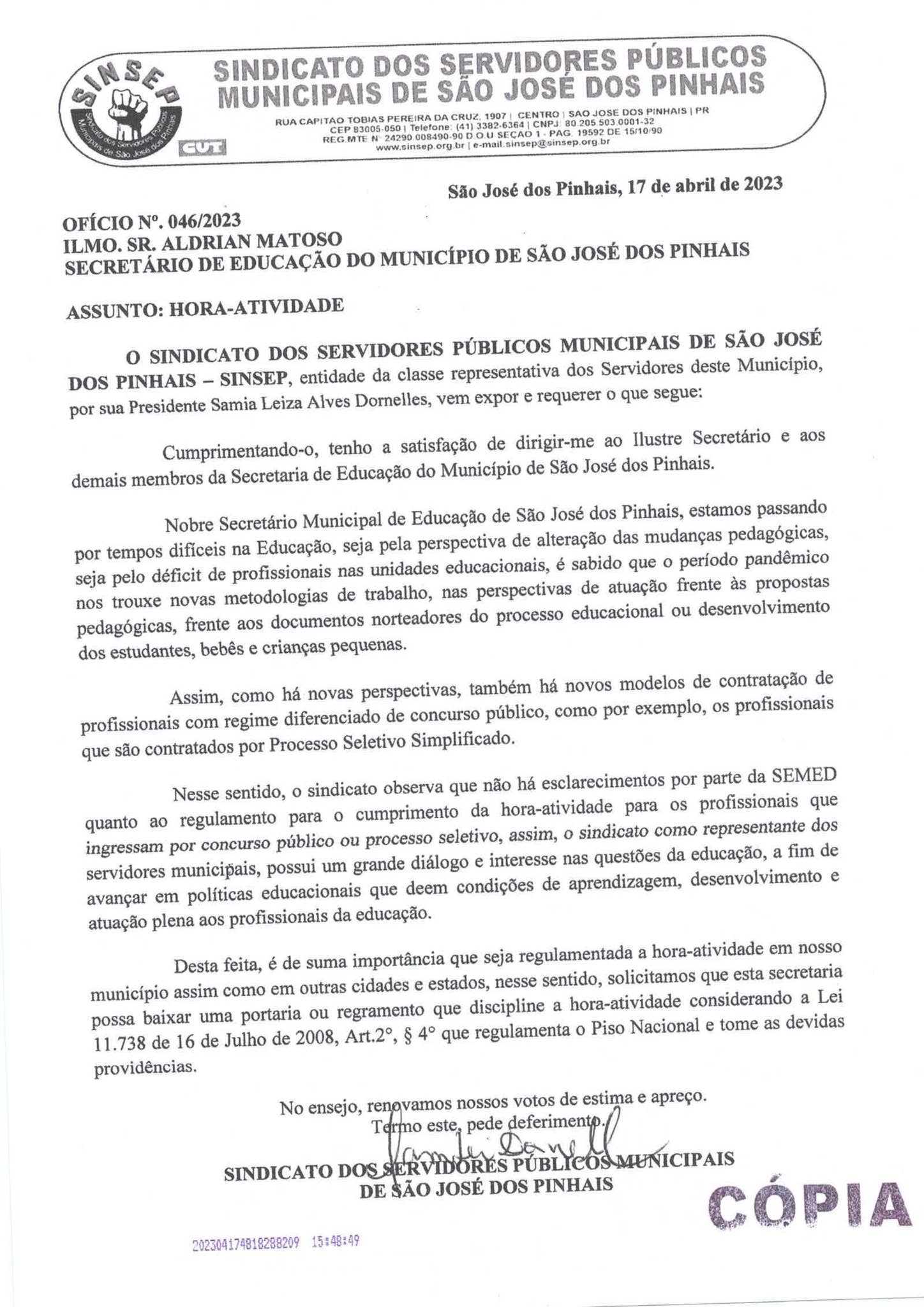 OFICIO 046.2023 by Sinsep Sjp - Issuu