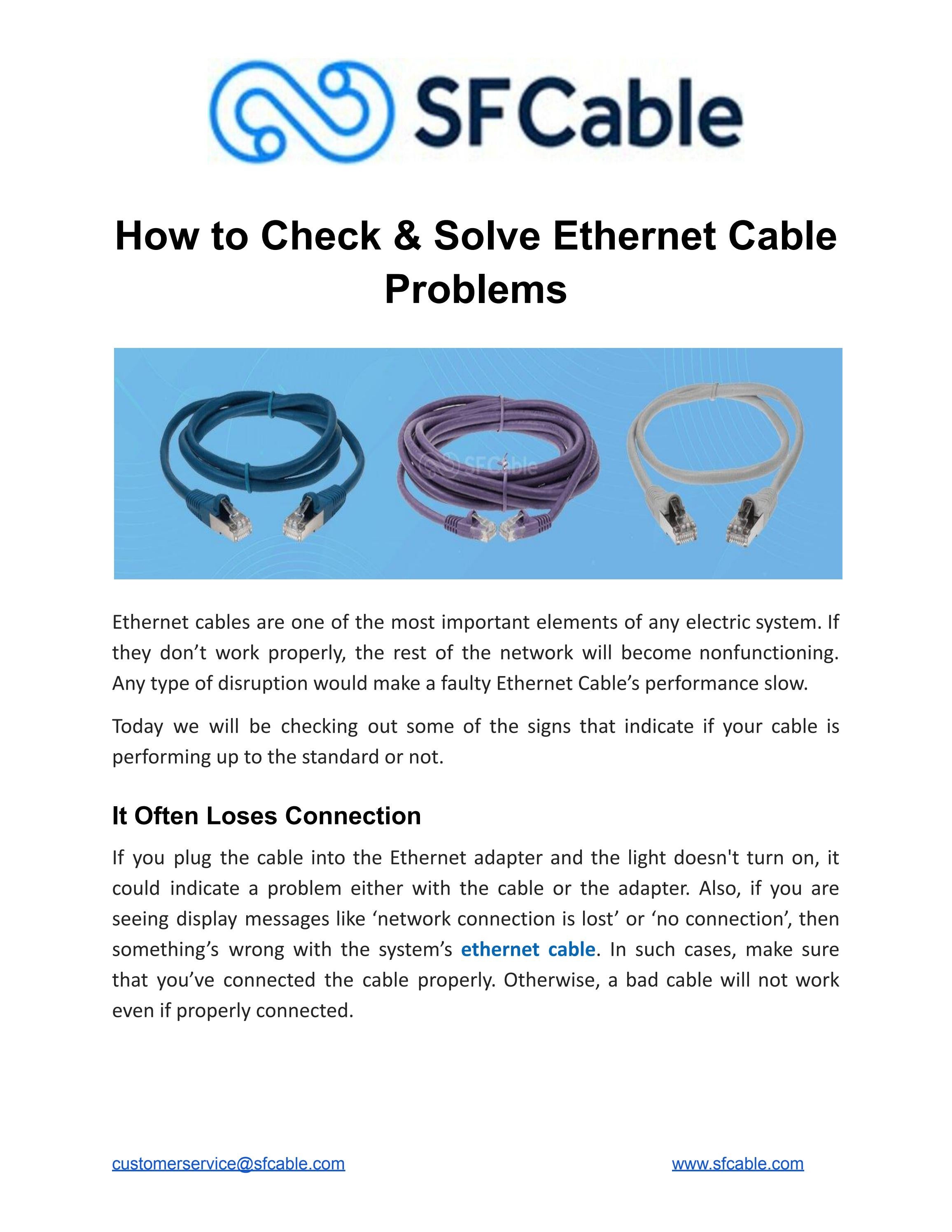 How to Check & Solve Ethernet Cable Problems by Sf Cable, Inc - Issuu