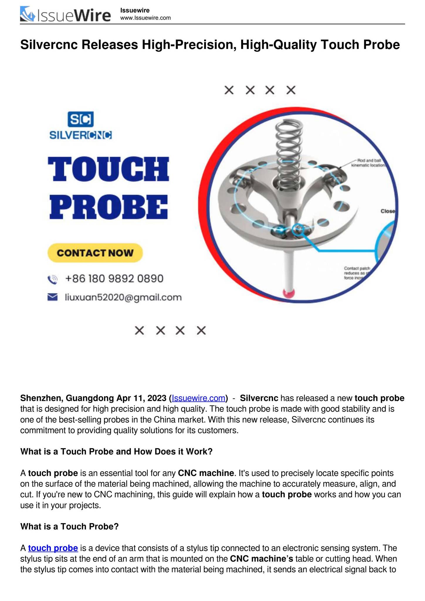 Silvercnc Releases High-Precision, High-Quality Touch Probe by High ...