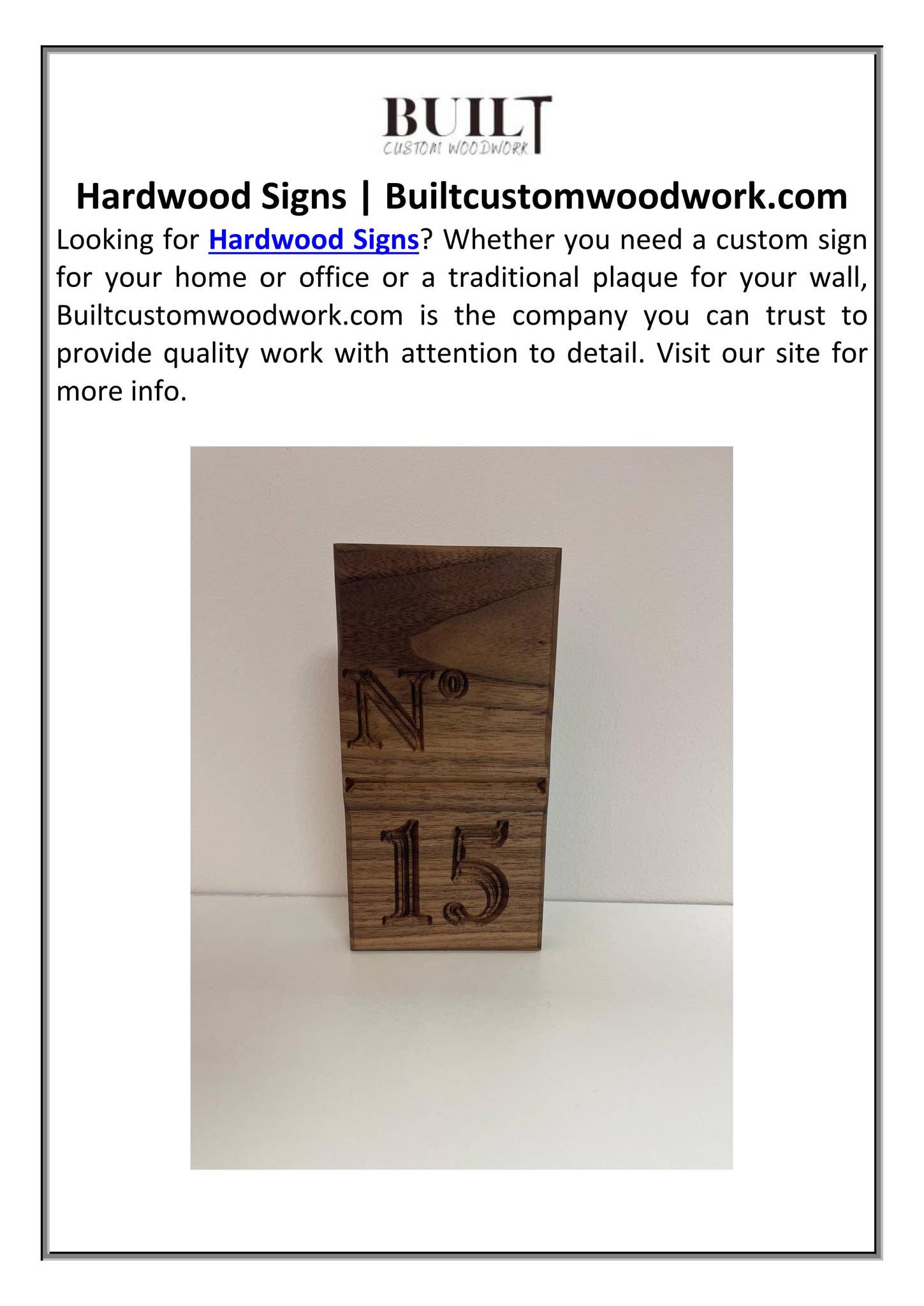 Hardwood Signs | Builtcustomwoodwork.com by Built Custom WoodworkLtd ...