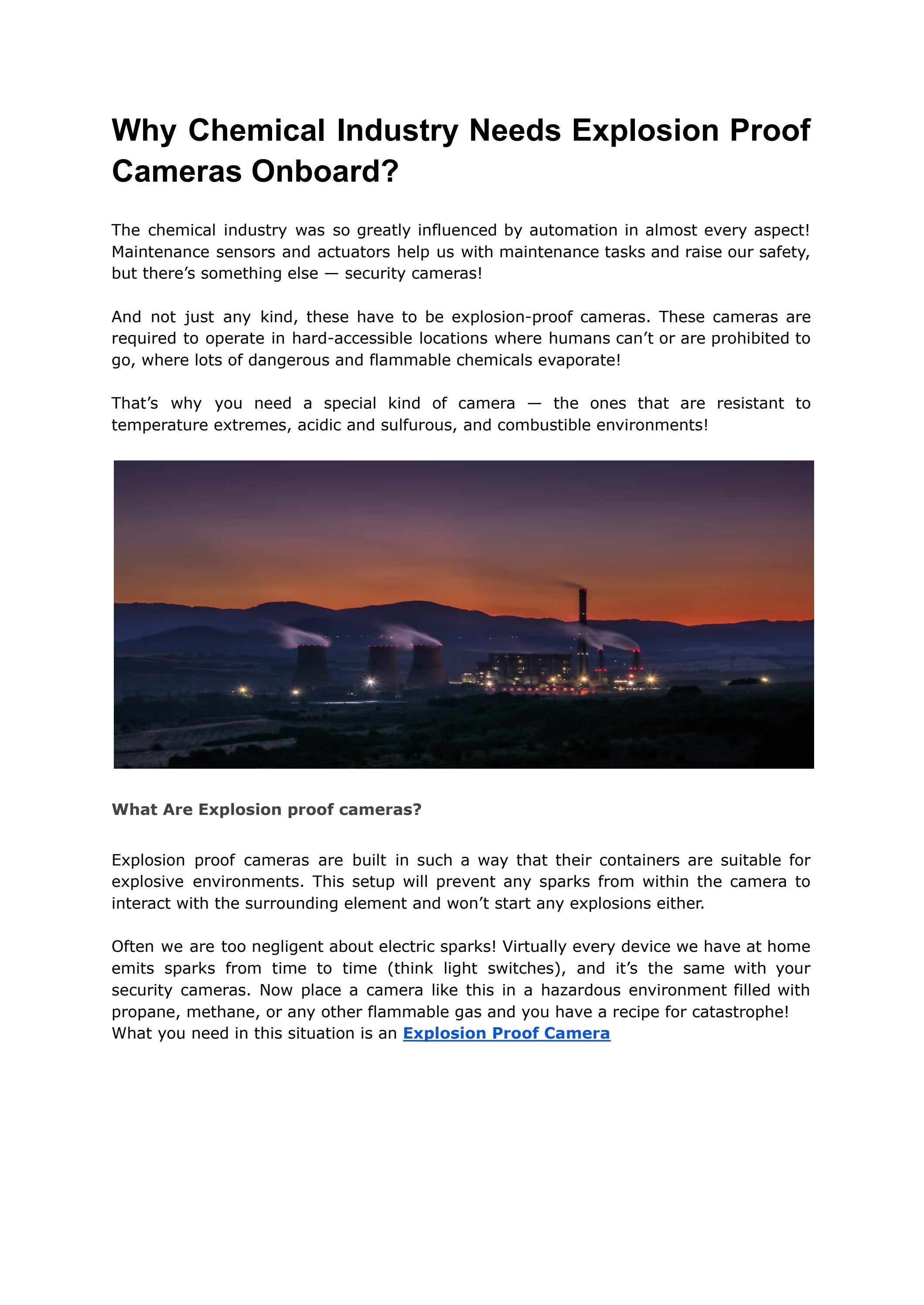 Why Chemical Industry Needs Explosion Proof Cameras Onboard? by ...