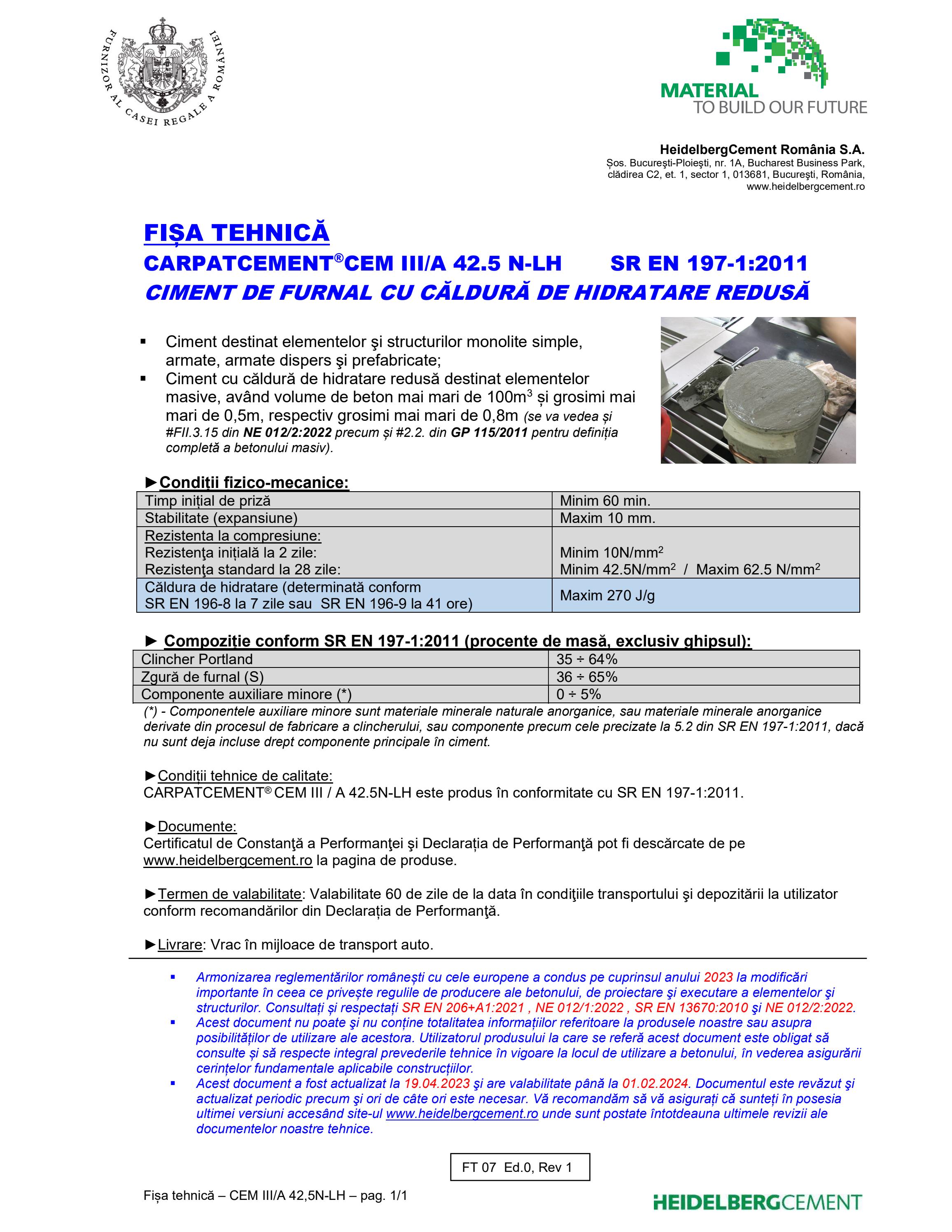 Fișă tehnică CEM III A 42 5N-LH - 2023.04.19 by Heidelberg Materials ...