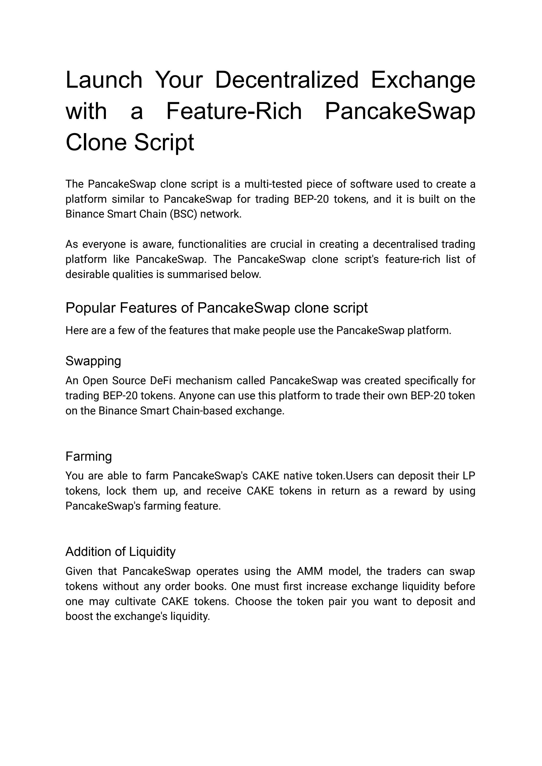 Launch Your Decentralized Exchange with a Feature-Rich PancakeSwap ...