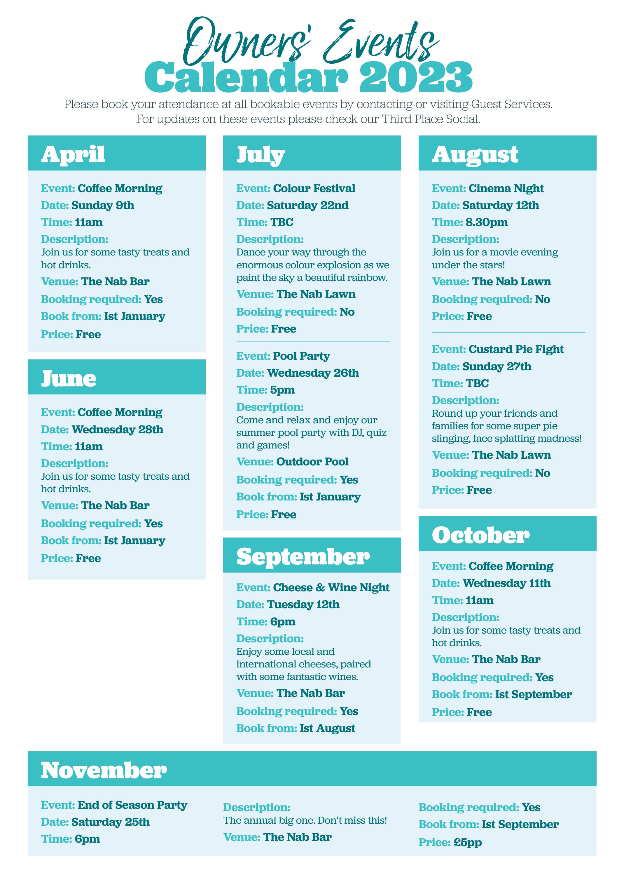 WCB - 2023 Owner Events Calendar by Away Resorts - Issuu