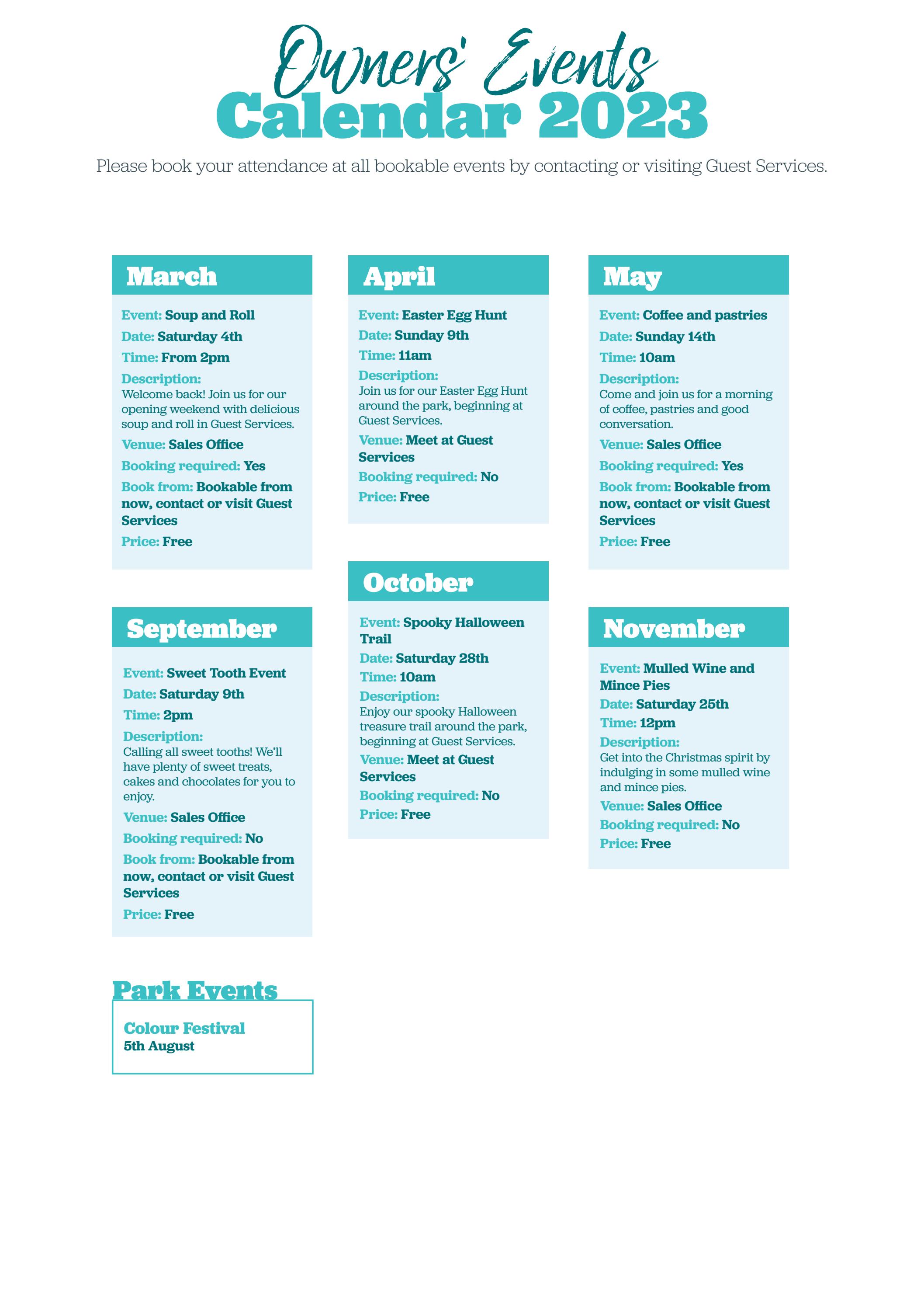 BAR 2023 Owner events calendar by Away Resorts - Issuu