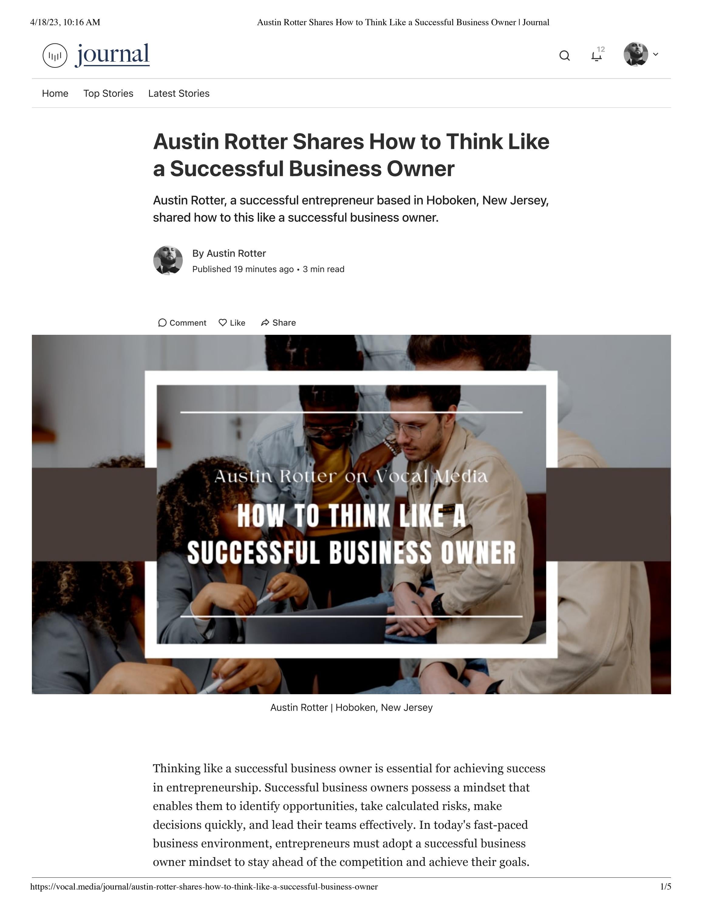 Austin Rotter Shares How to Think Like a Successful Business Owner by austinrotter - Issuu
