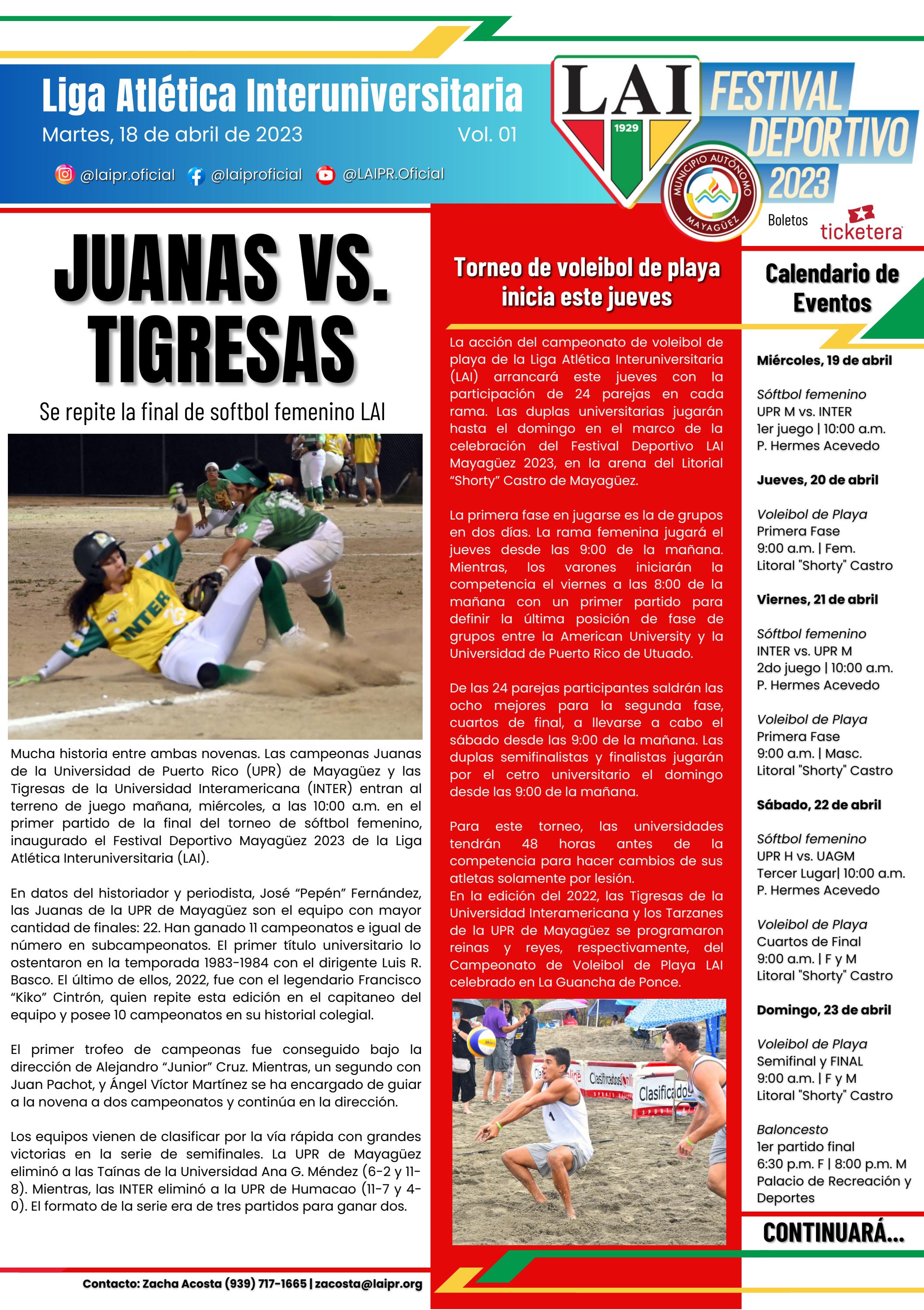 Vol. 1 Boletín Festival Deportivo LAI 2023 by LAI.PR - Issuu